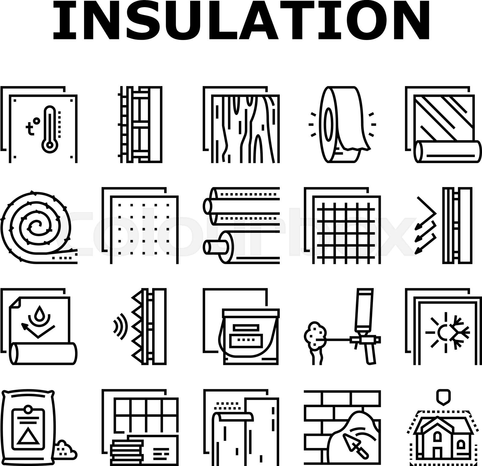 Insulation Building Collection Icons Set Vector | Stock vector | Colourbox