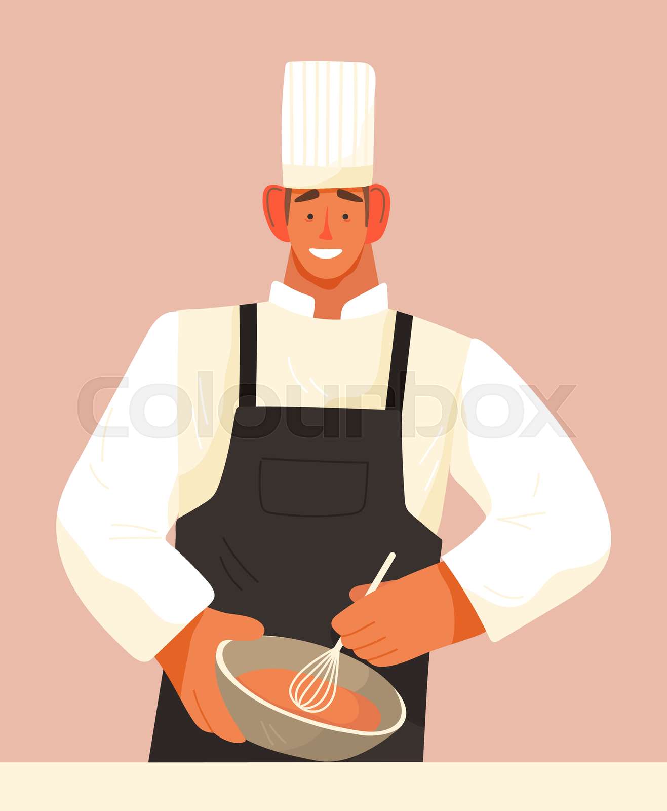 Chef man cook meal, isolated cartoon character smiling, guy mixing ...