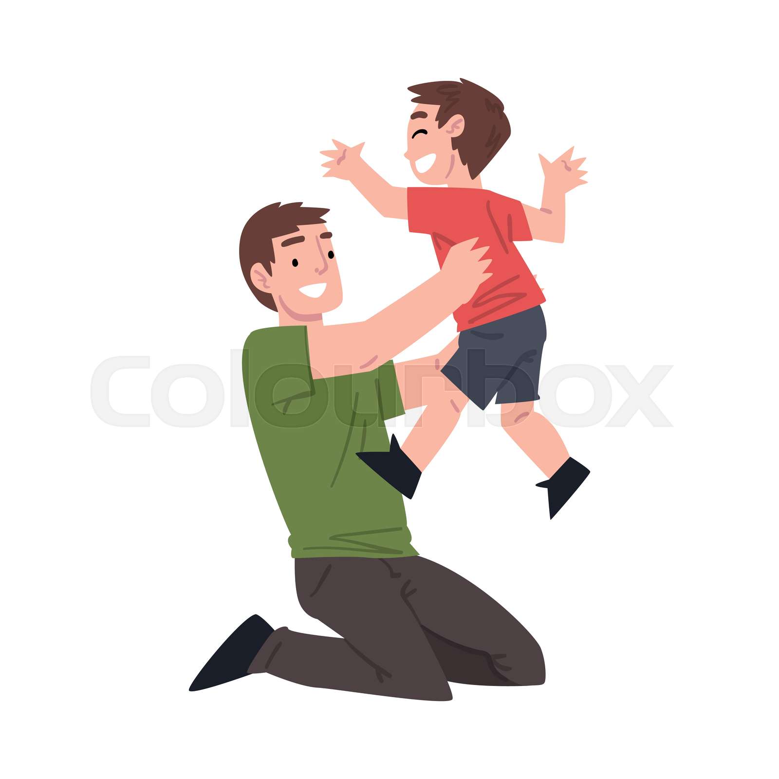 Father And Son Fighting Clipart