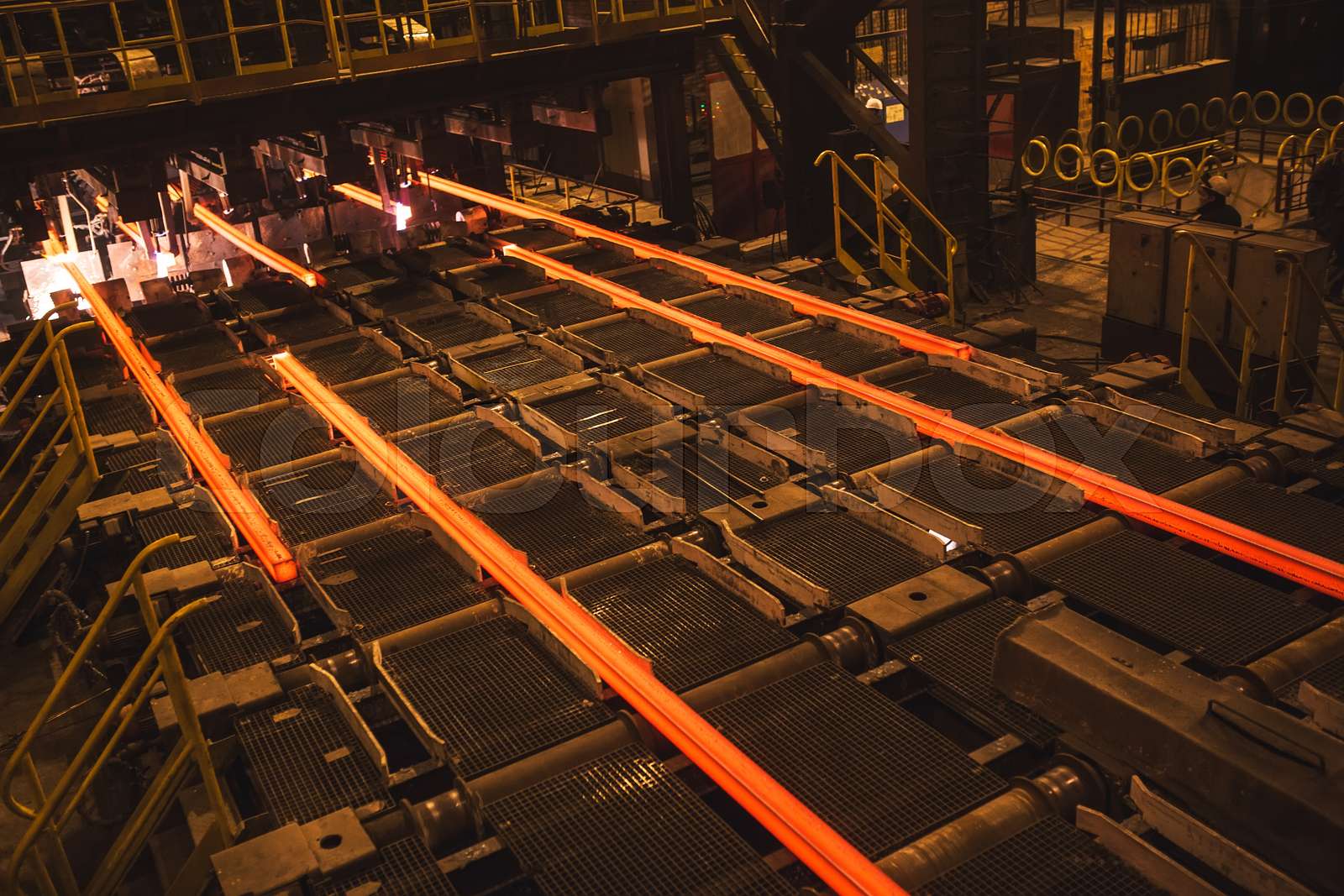 Hot billet bloom continuous casting, also called strand casting ...