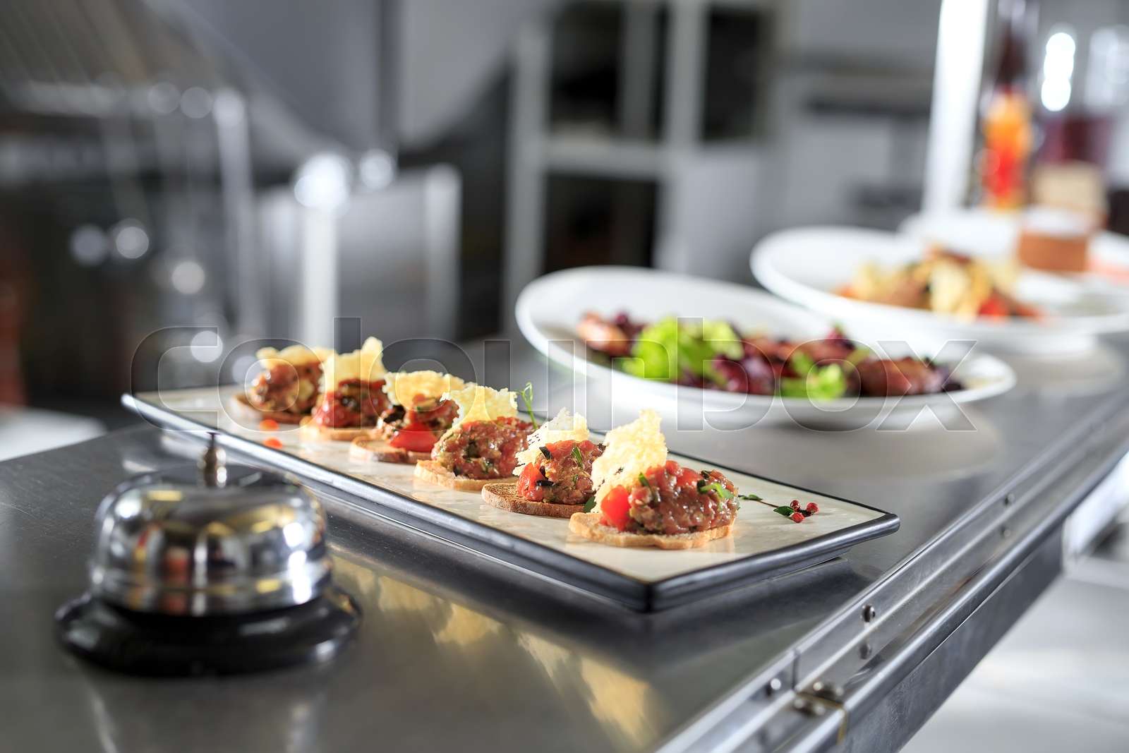 the distribution table in the kitchen of the restaurant | Stock image ...