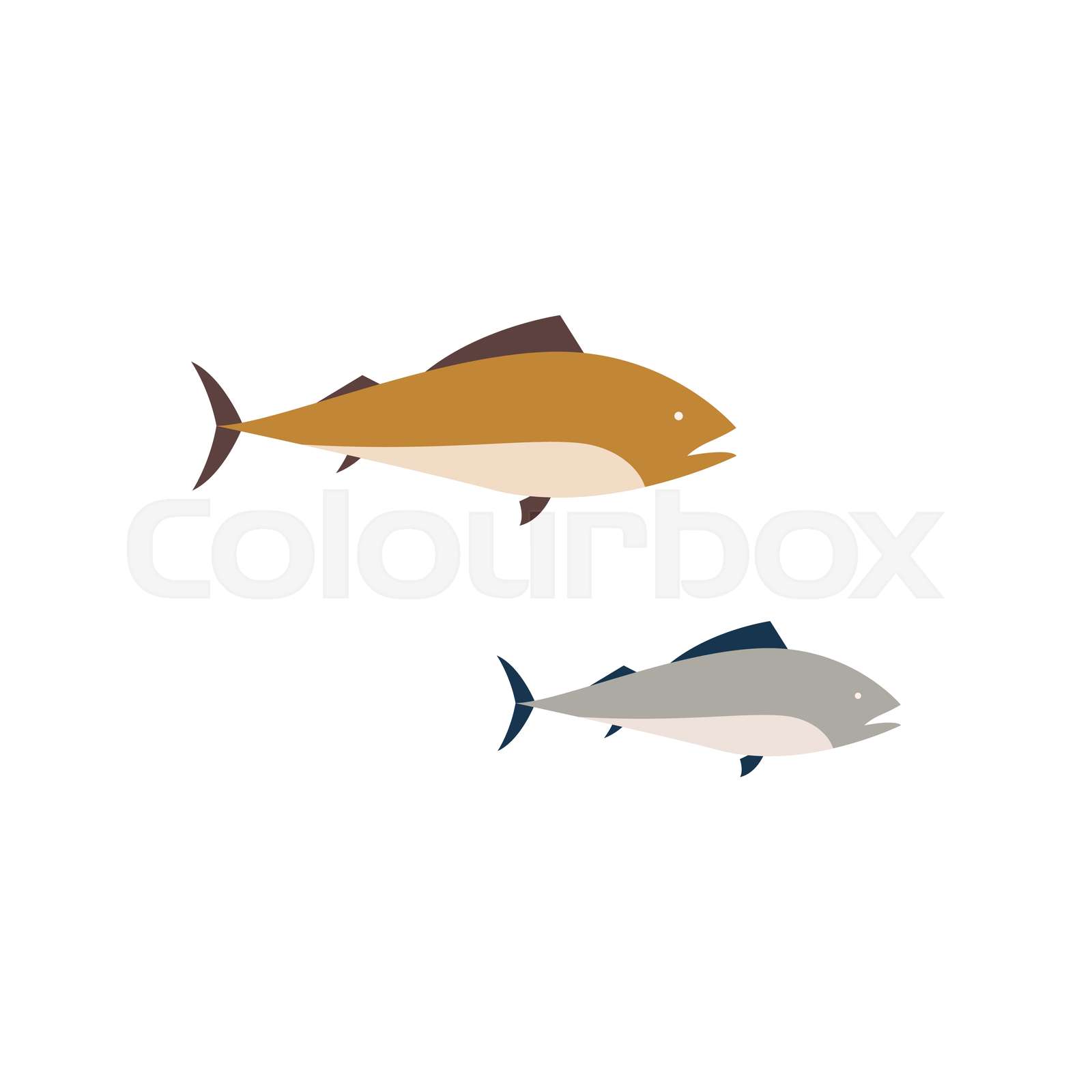 Cartoon fish characters icons set, flat vector illustration isolated on ...