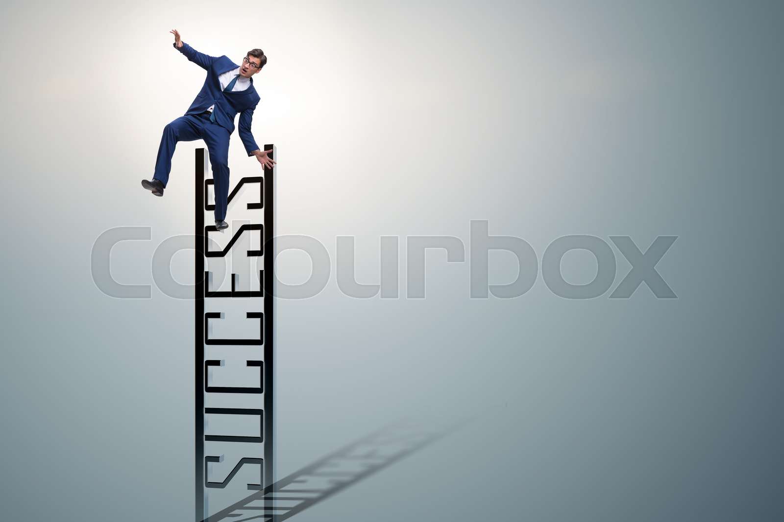 Businessman slipping from the top of ladder | Stock image | Colourbox