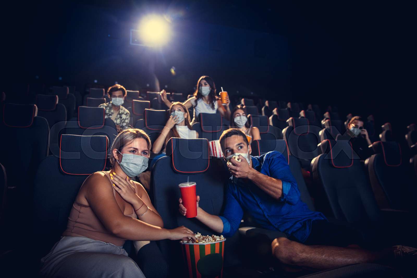 Cinema, movie theatre during quarantine. Coronavirus pandemic safety ...