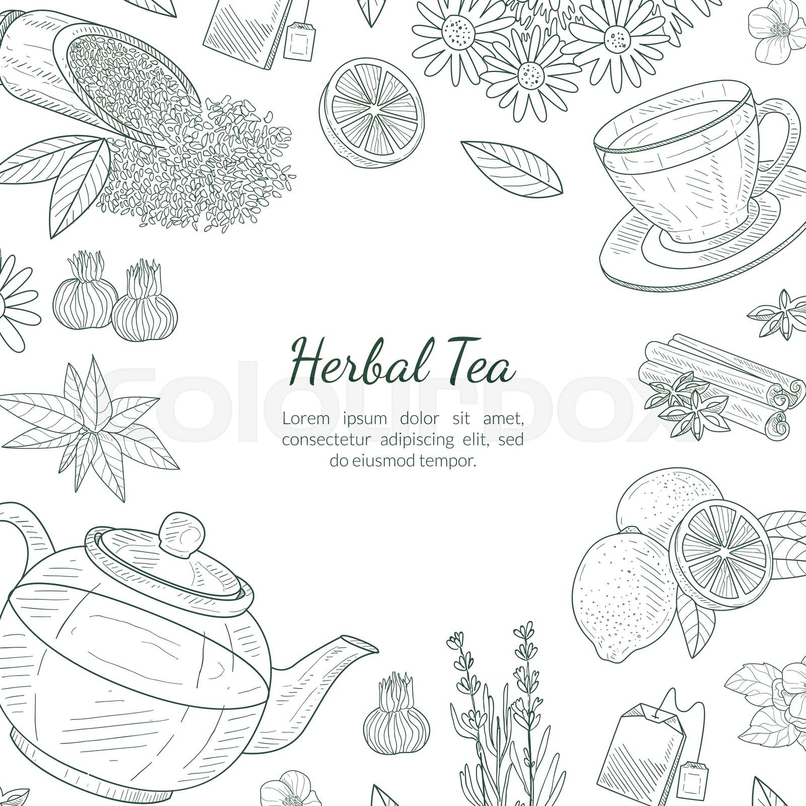 Herbal Tea Banner Template, Cafe, Restaurant Menu or Tea Shop Design ...