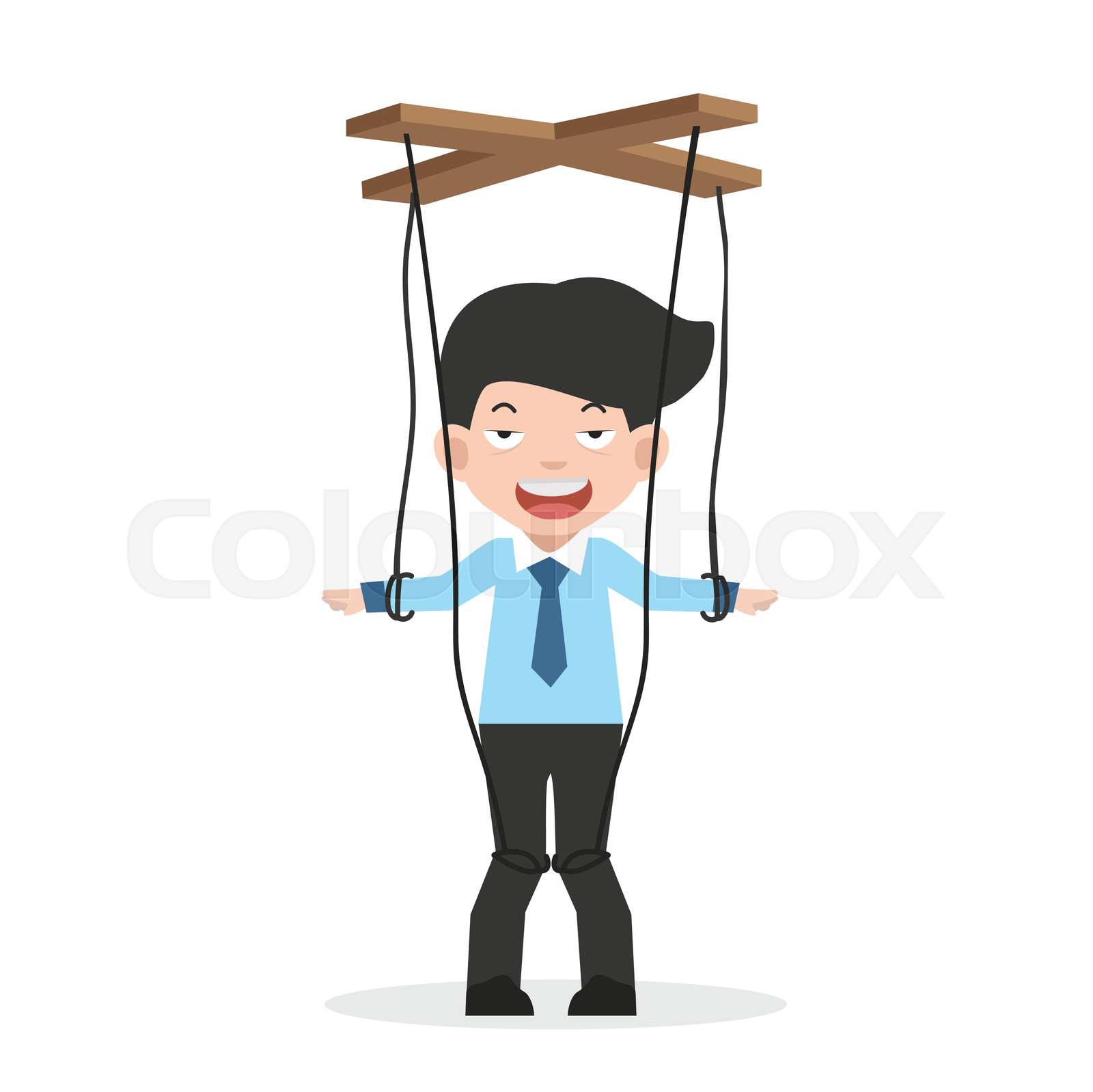 businessman hanging on ropes and controlled | Stock vector | Colourbox