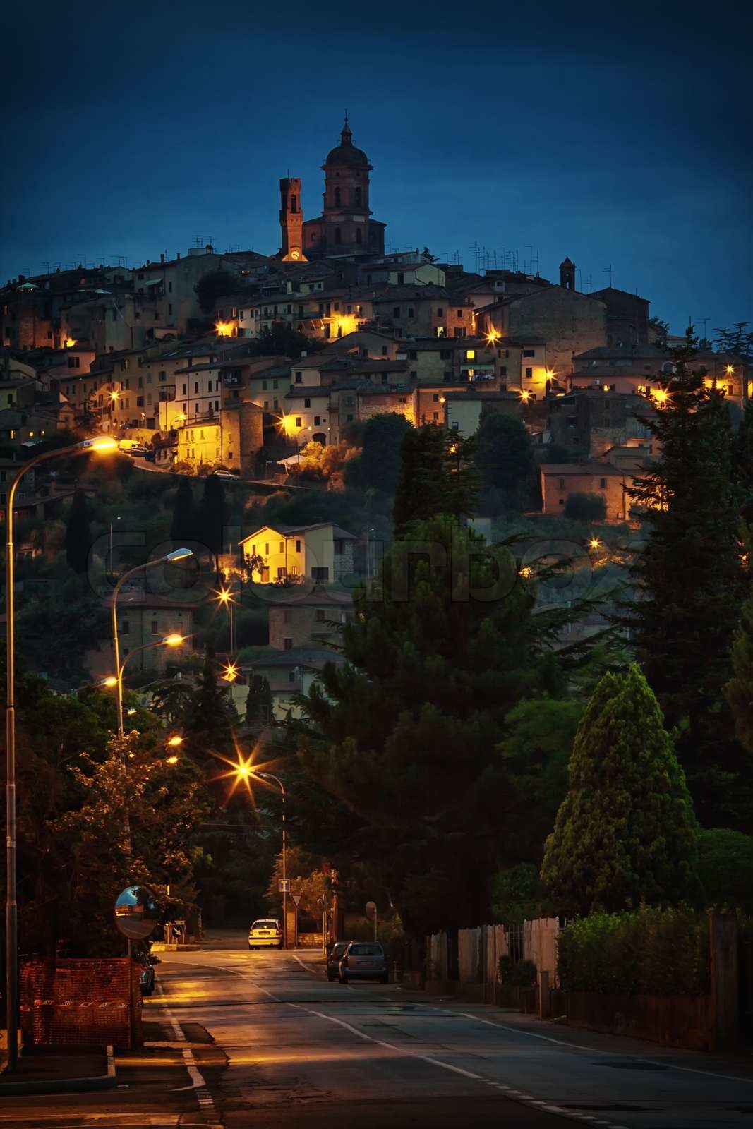 Night City Sinalunga, Italy, Tuscany | Stock image | Colourbox