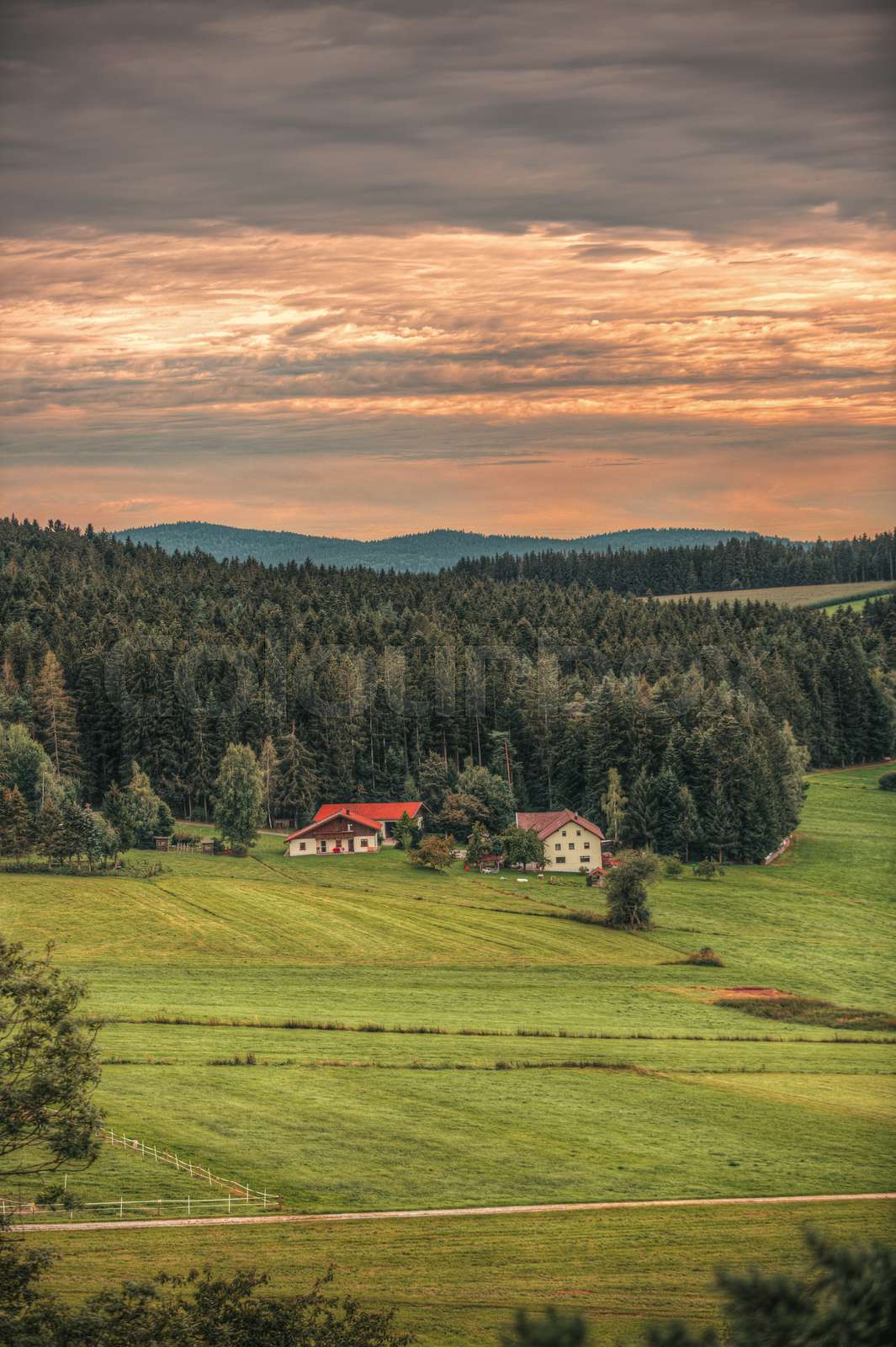 Beautiful landscape sunset scene over german Bavaria | Stock image ...