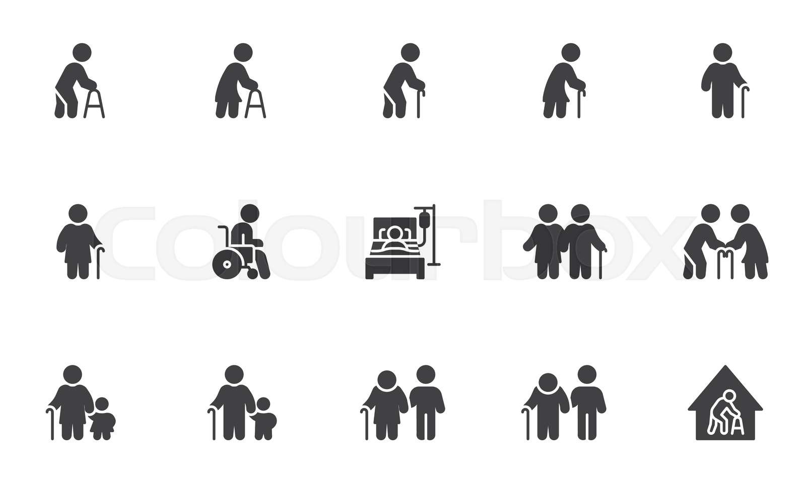 Elderly people vector icons set | Stock vector | Colourbox