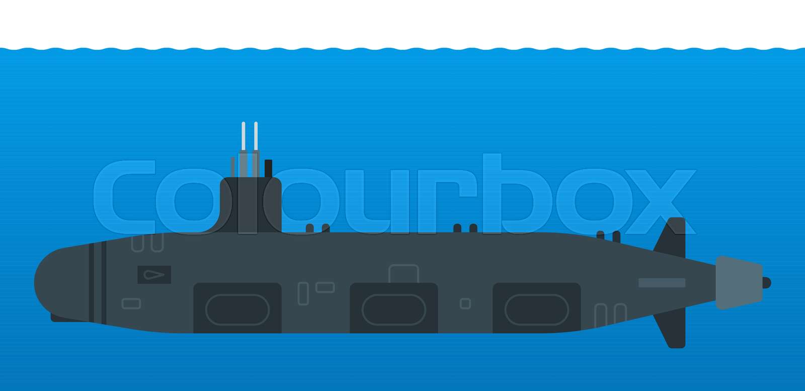 Nuclear submarine vector isolated on white | Stock vector | Colourbox