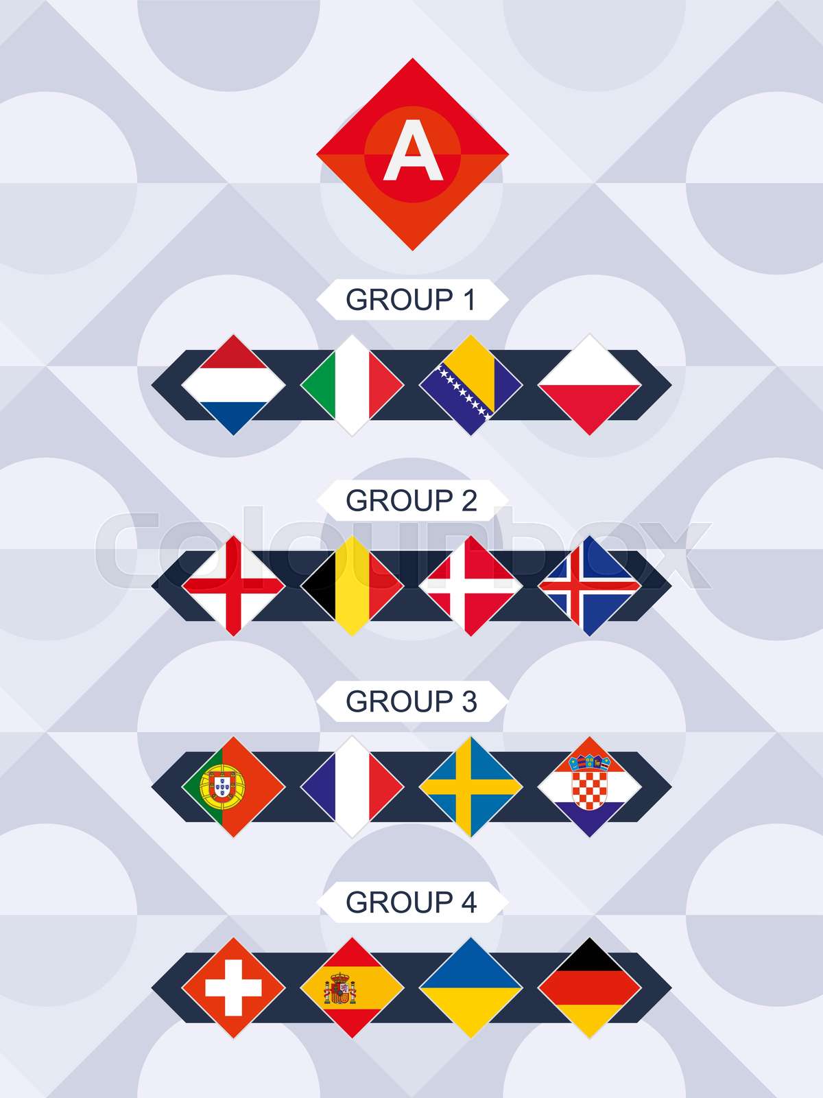 League A Flags of the European Football Competition. | Stock vector ...