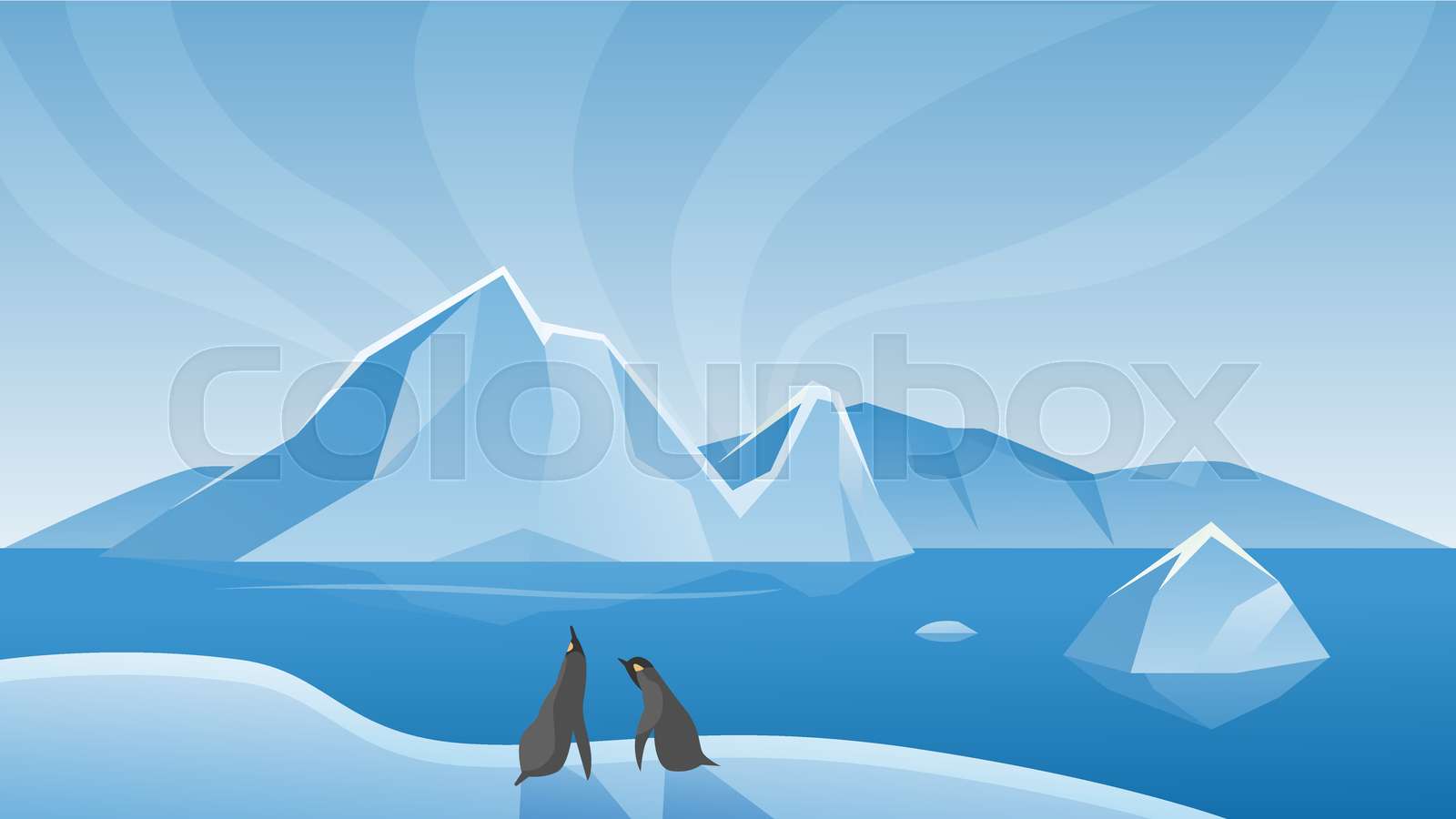 Arctic Antarctic landscape, cartoon marine life natural scene with ...