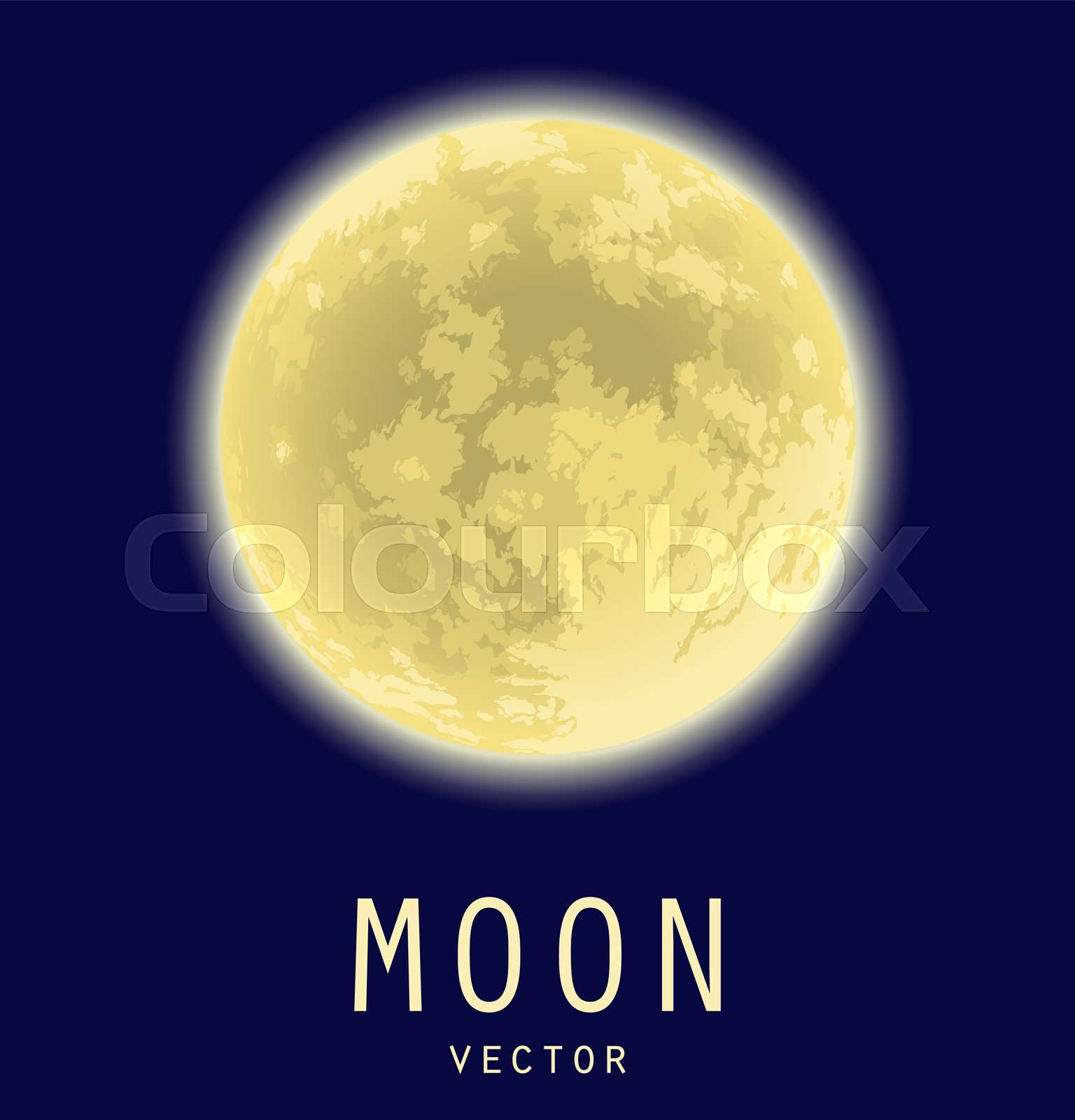 Full yellow moon over dark blue sky. Vector | Stock vector | Colourbox