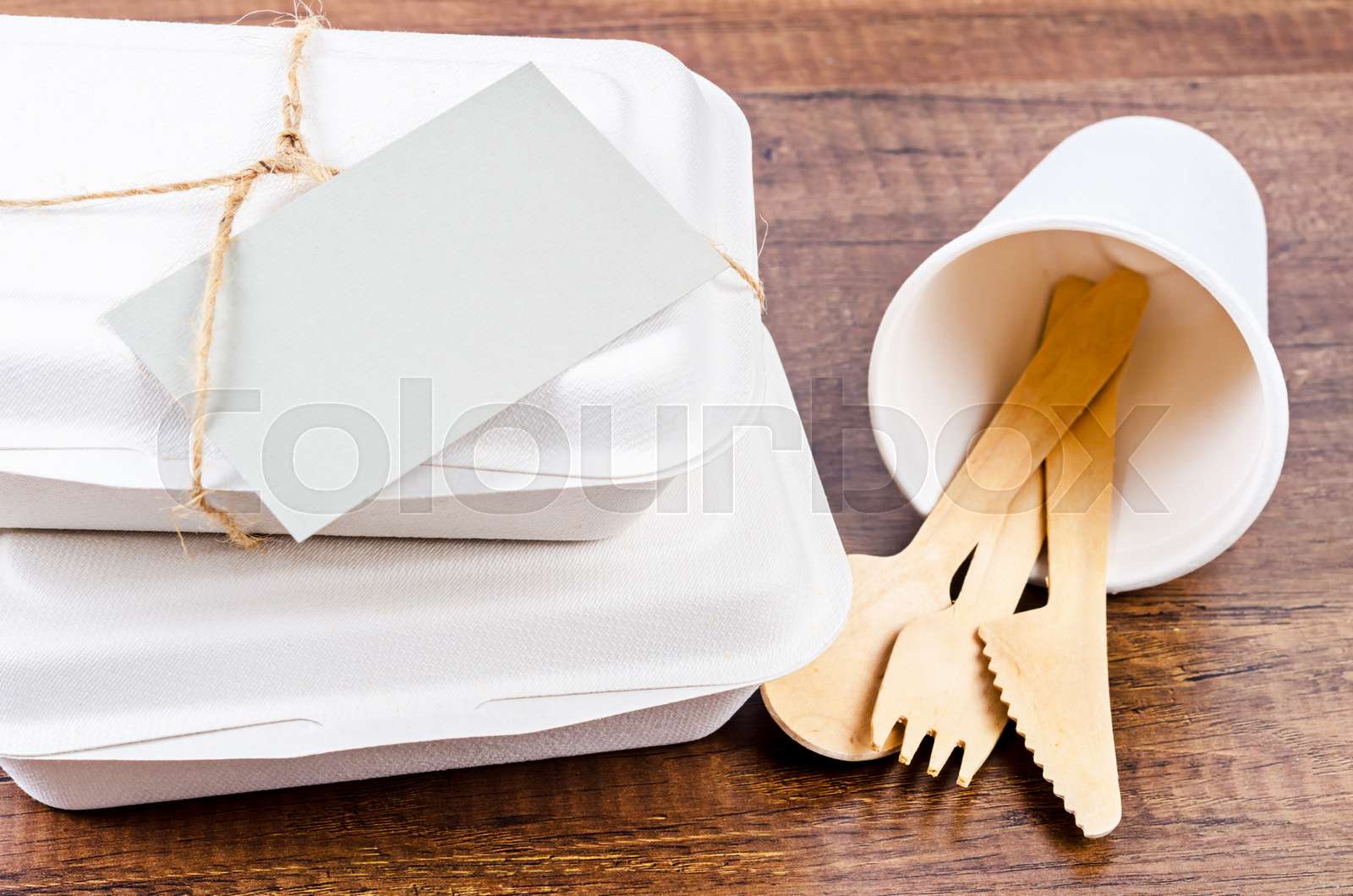 Natural fiber eco food and drink packaging. | Stock image | Colourbox