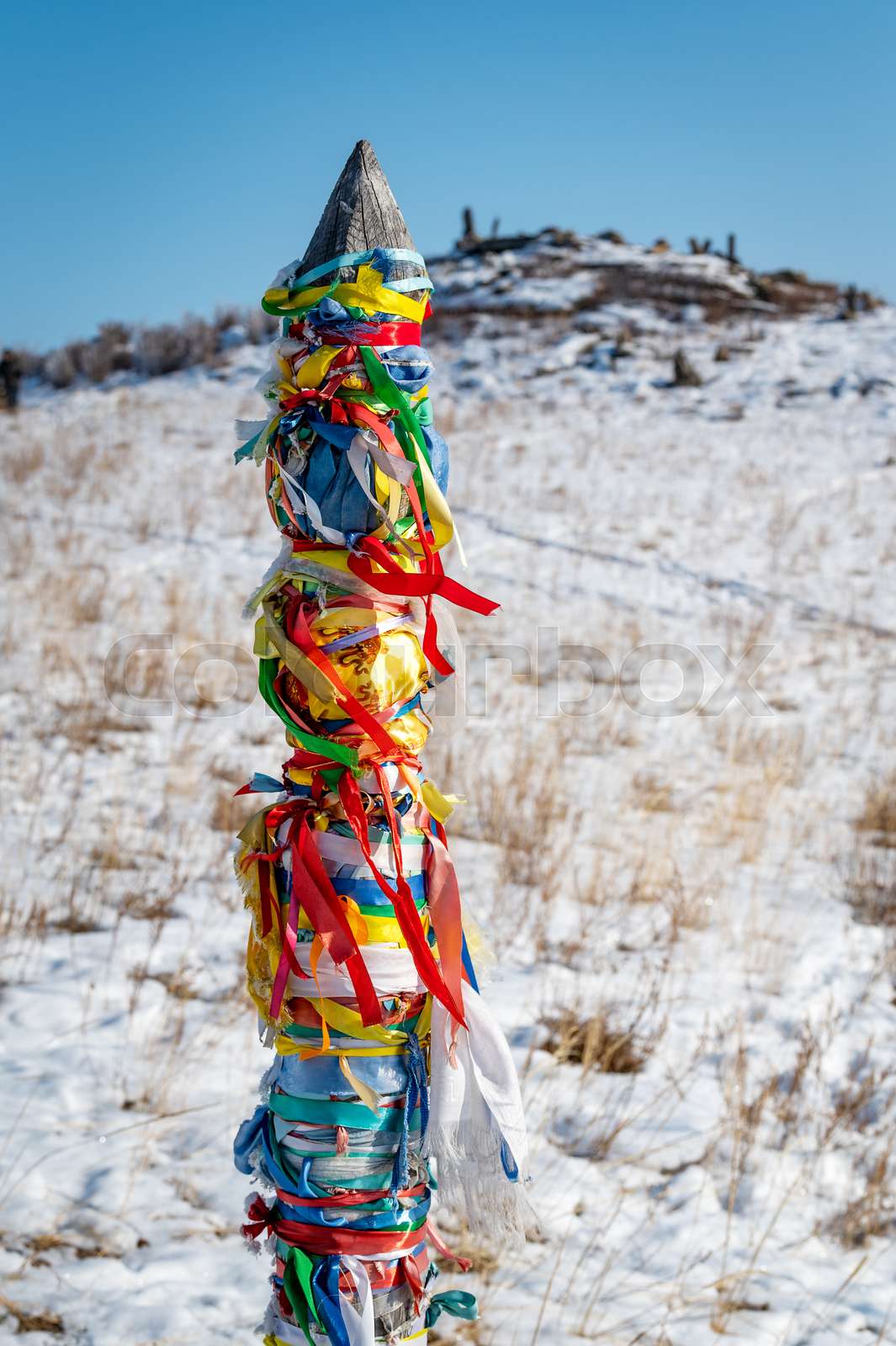 The Buddhist pray on sacred pillars | Stock image | Colourbox
