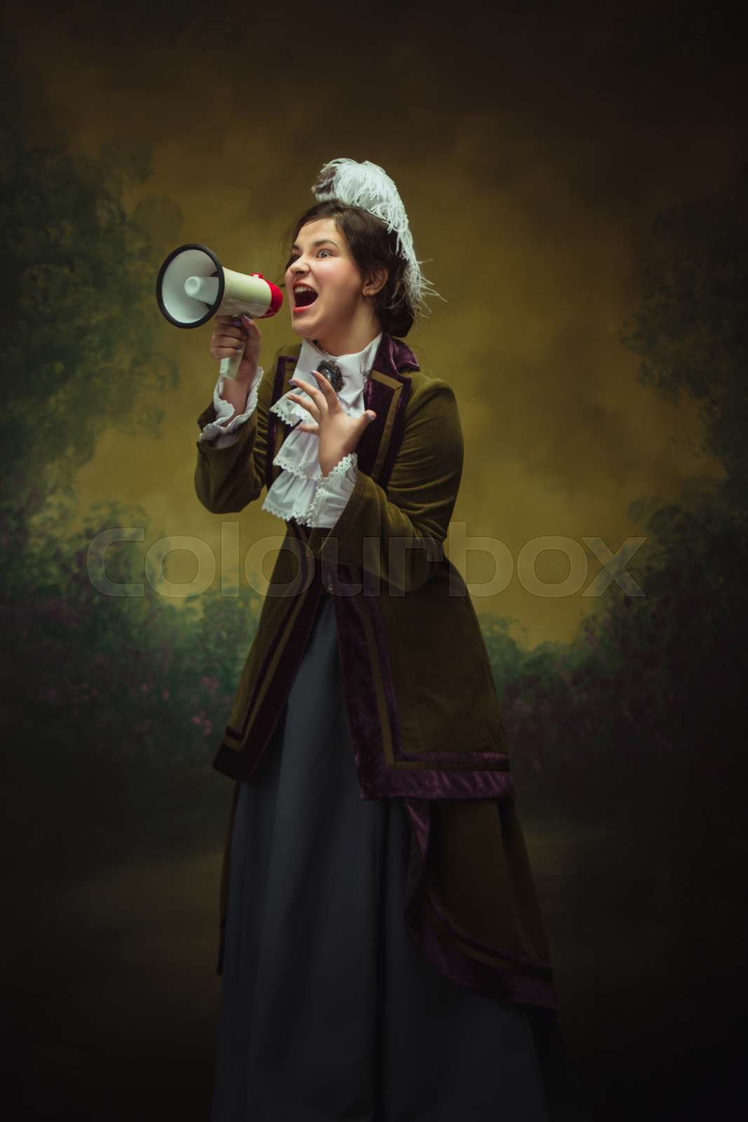 Modern trendy look, portrait of renaissance period beautiful woman ...