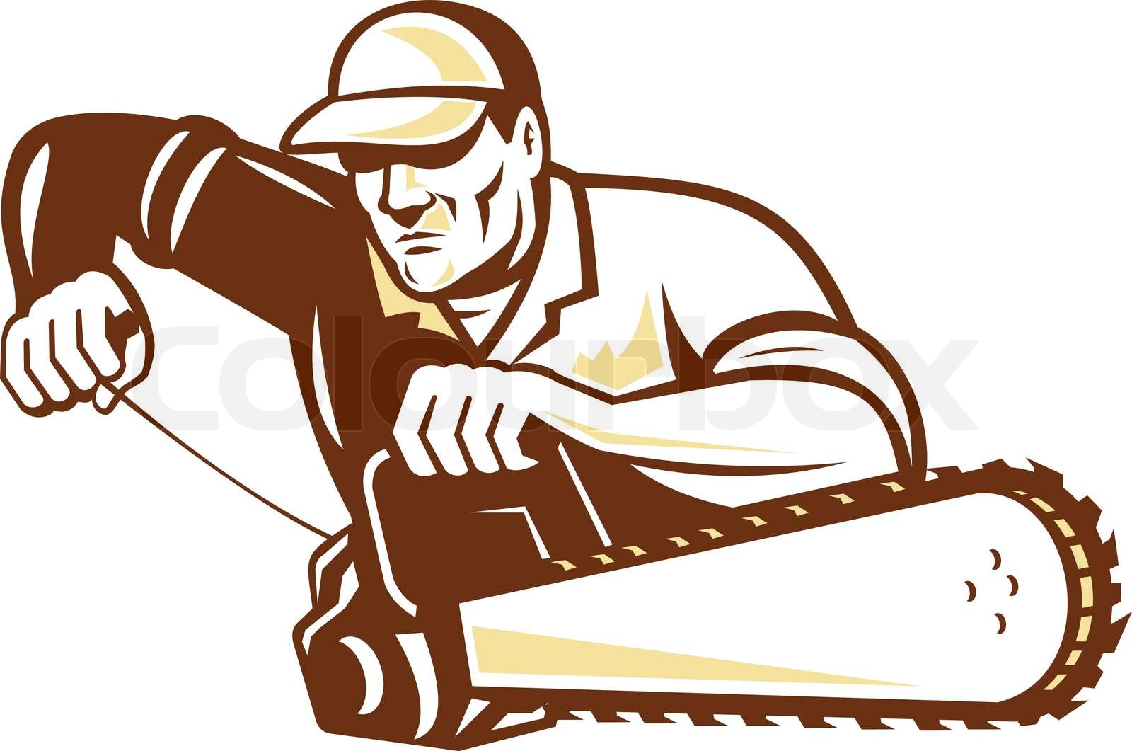 Lumberjack Tree Surgeon Arborist Chainsaw | Stock vector | Colourbox