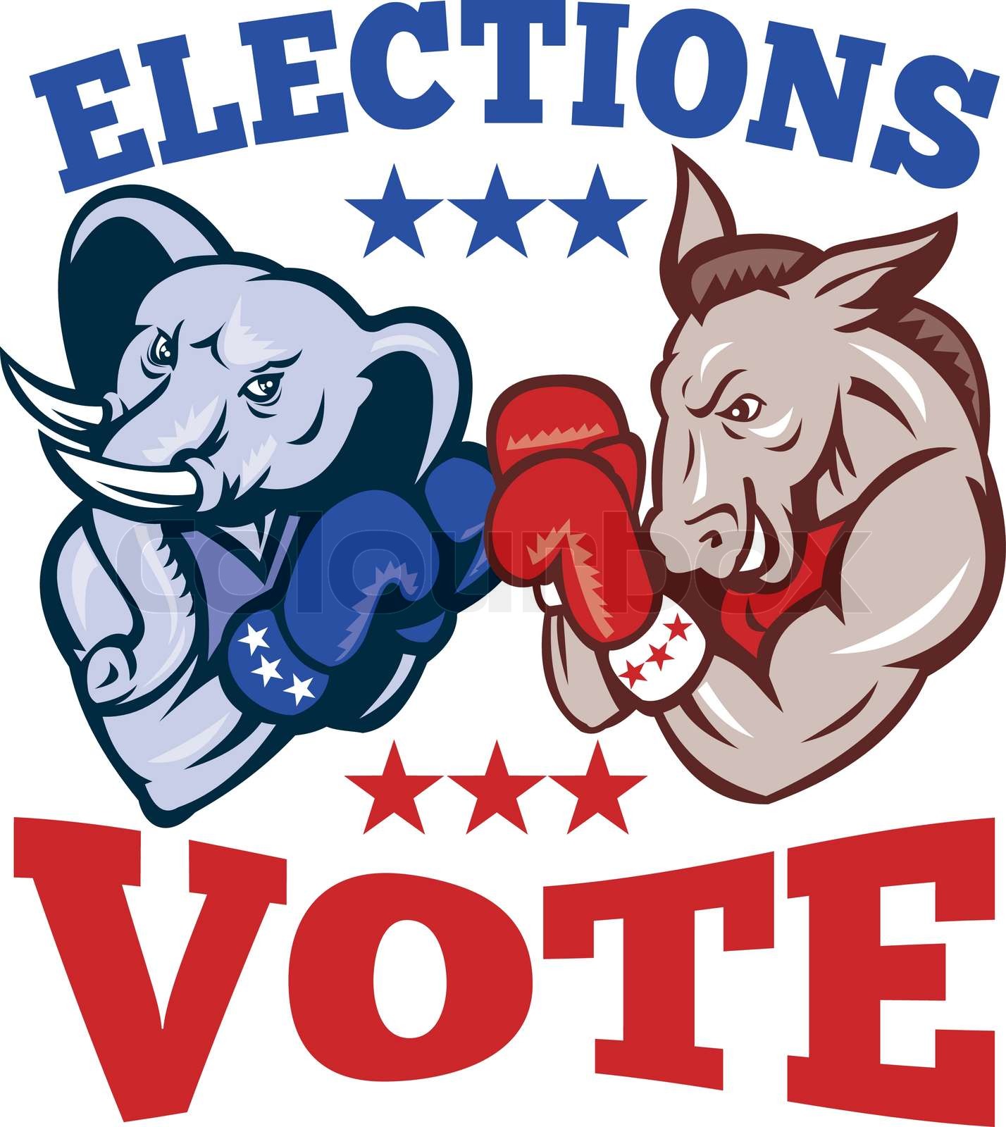Democrat Donkey Republican Elephant Mascot Election Vote | Stock vector ...