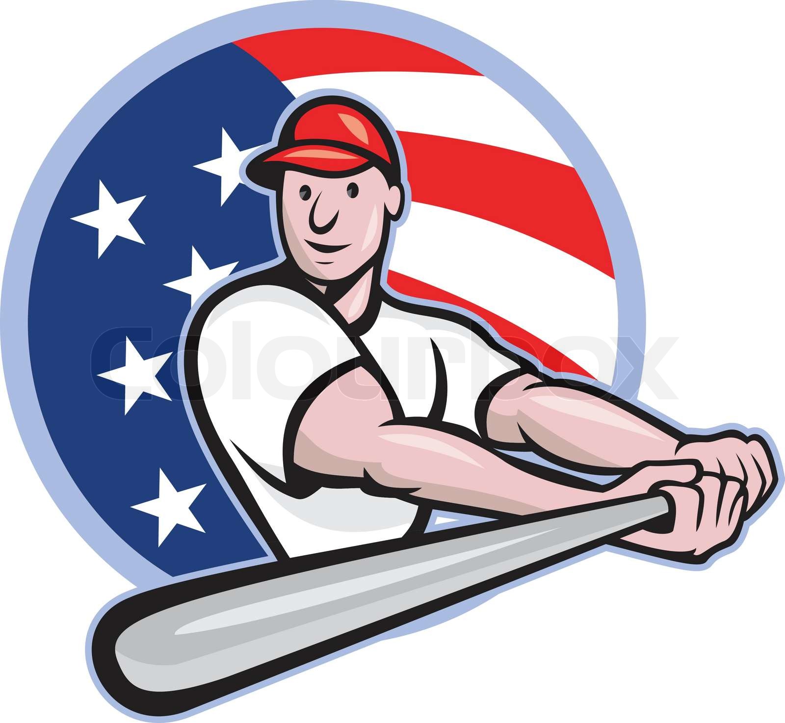 American Baseball Player Batting Cartoon | Stock vector | Colourbox