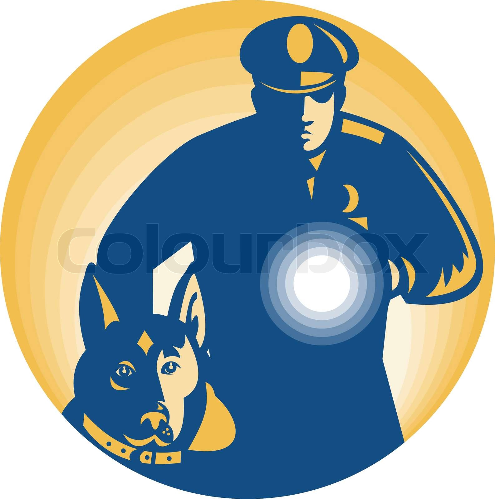 Security Guard Policeman Police Dog | Stock vector | Colourbox