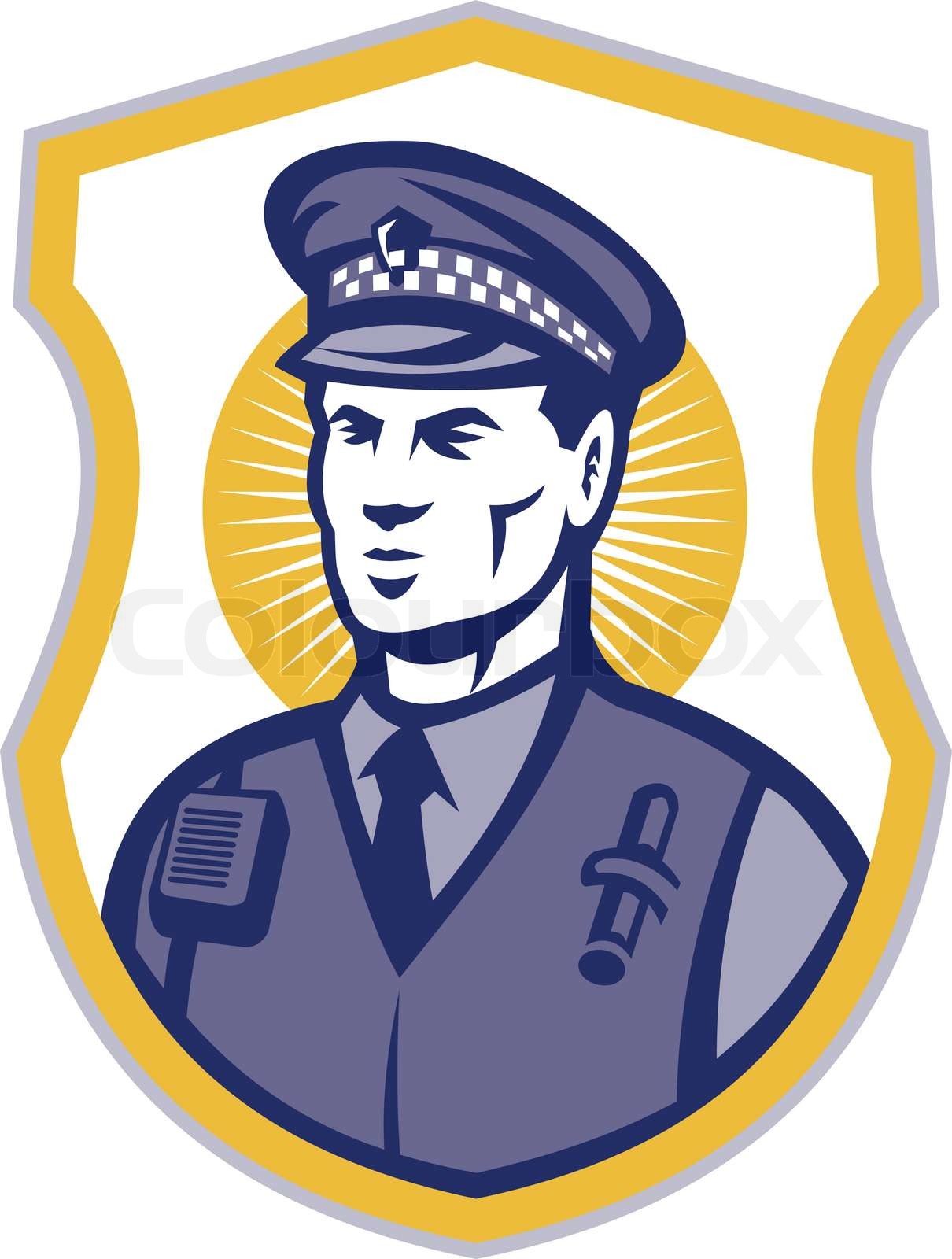 Security Guard Policeman Officer With Shield | Stock vector | Colourbox