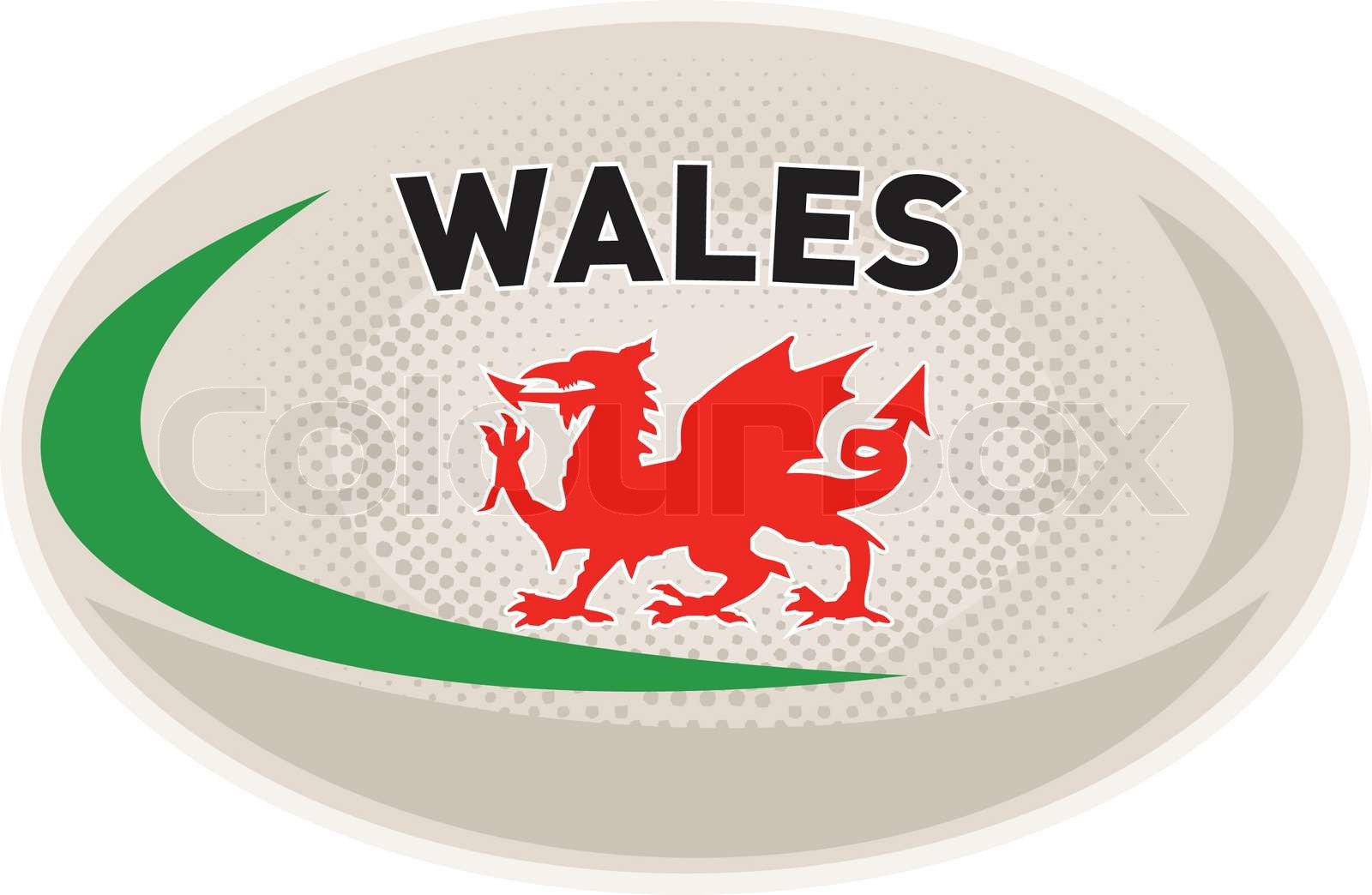 Rugby Ball Wales Welsh dragon | Stock vector | Colourbox