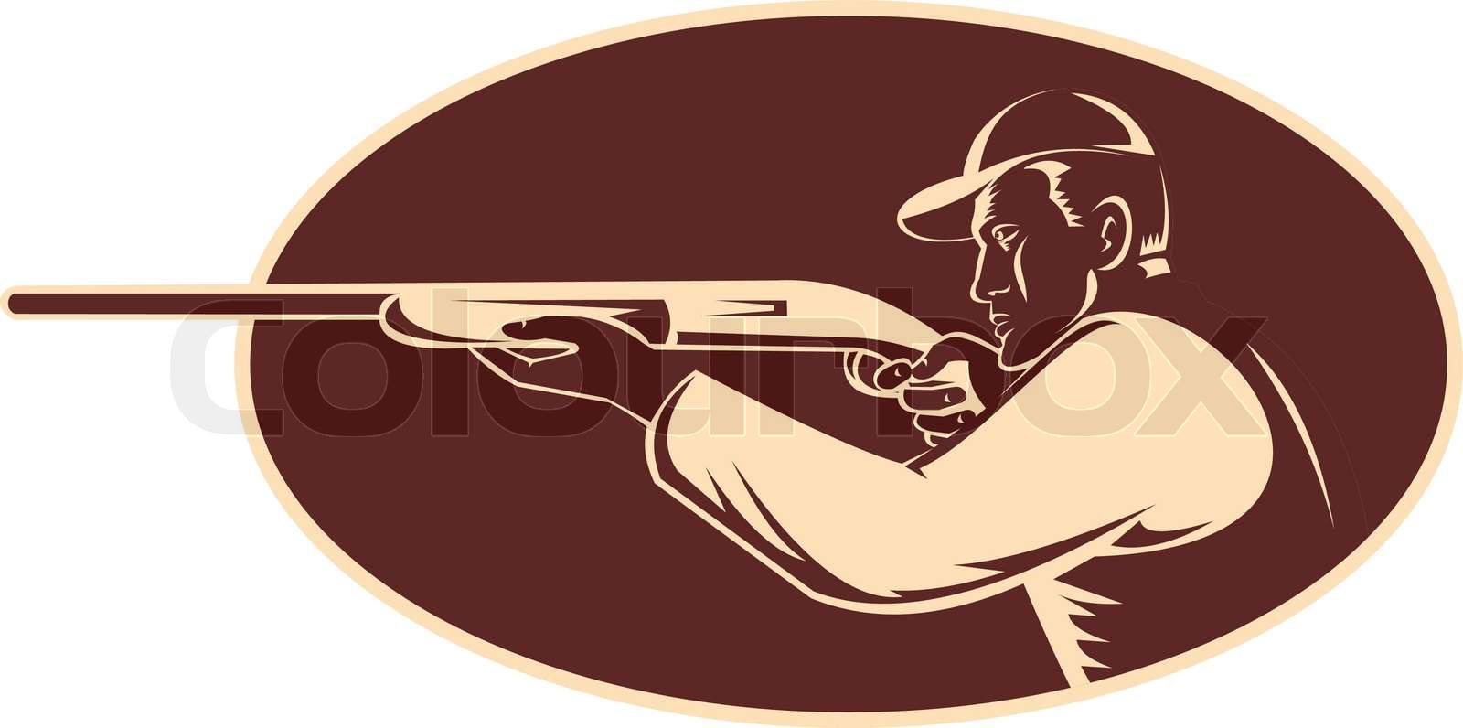 hunter shooting aiming shotgun rifle | Stock vector | Colourbox