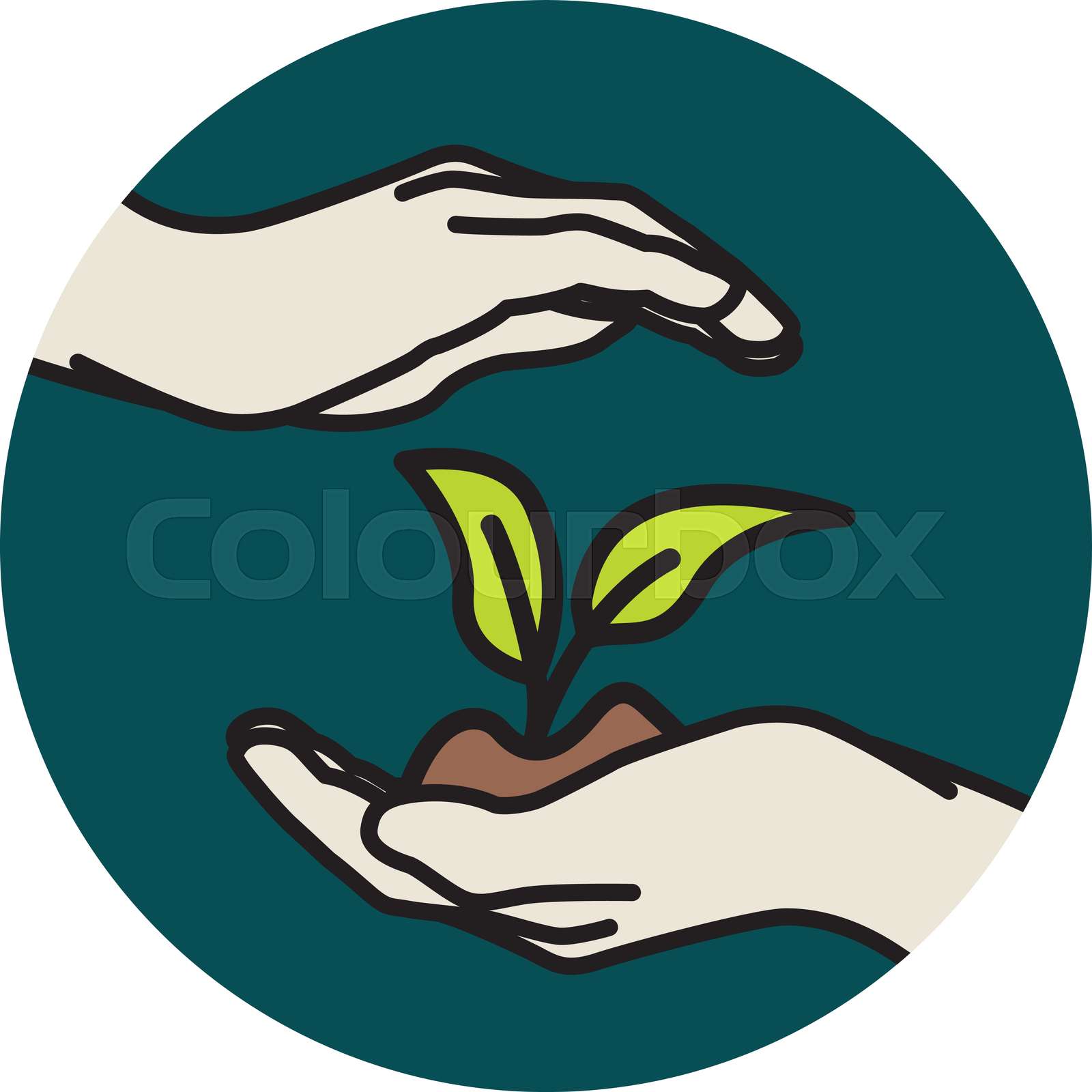 Protective cupping hands from above and below | Stock vector | Colourbox