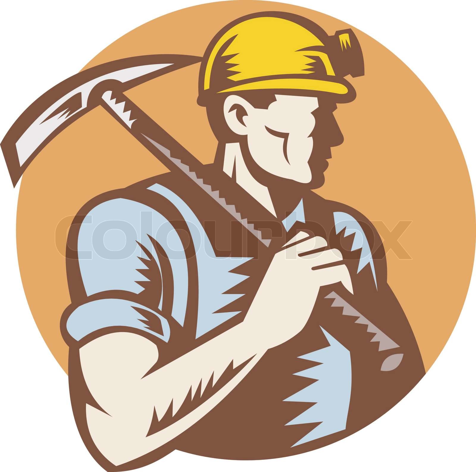 miner with pick ax vector | Stock vector | Colourbox
