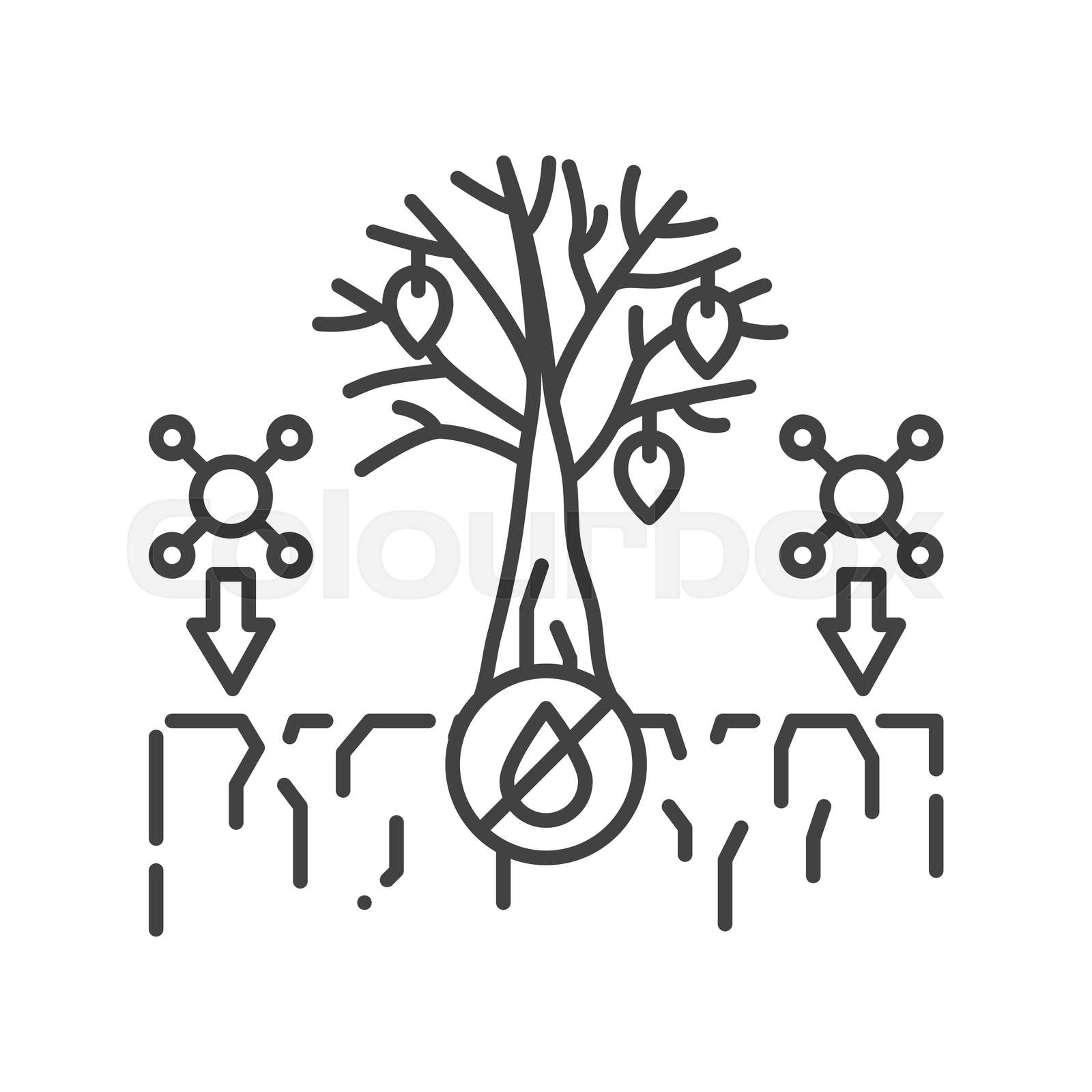 Soil pollution black line icon. Environmental problems. Sign for web ...