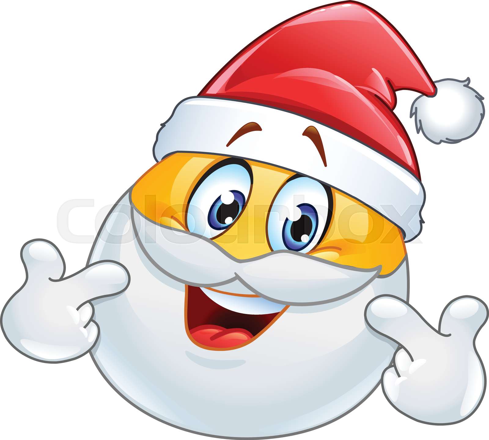 Pointing at himself Santa emoticon | Stock vector | Colourbox