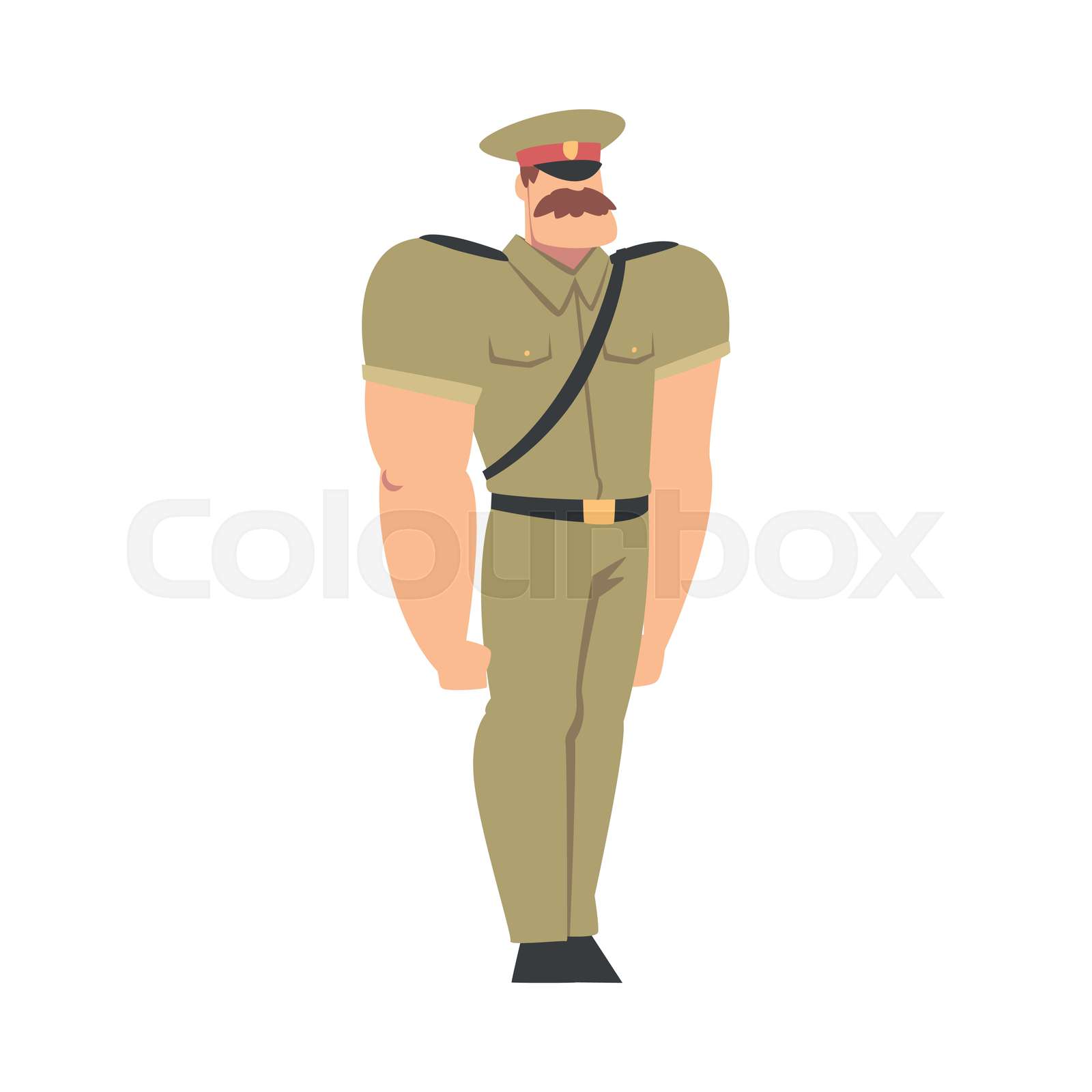 Military Man in Khaki Uniform, Army Soldier Character Cartoon Style ...