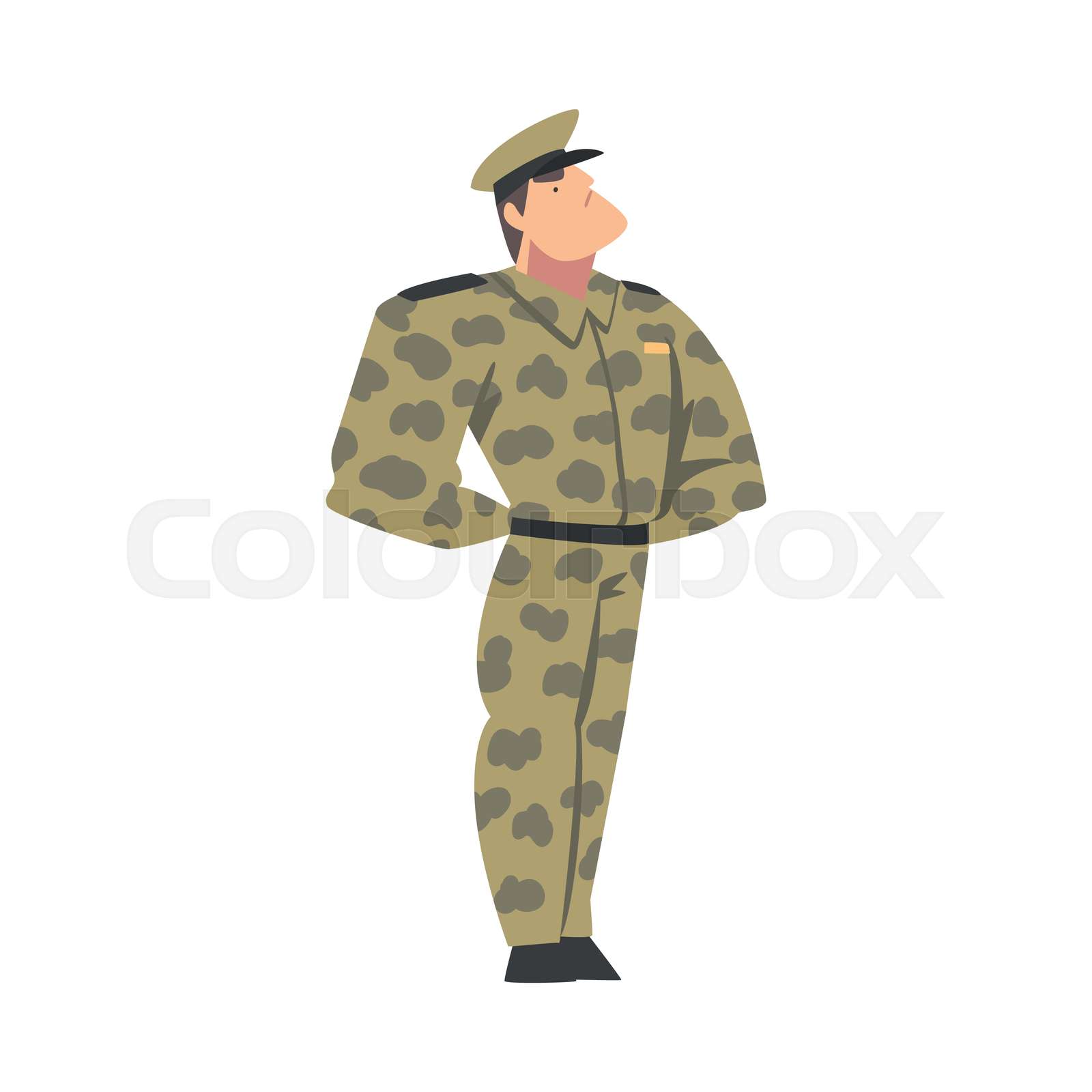 Military Man in Camouflage Uniform, Muscular Army Soldier Character ...