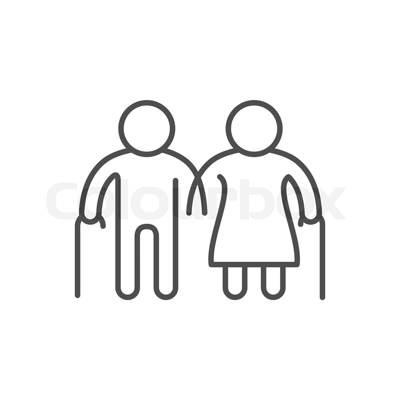 Old people line outline icon | Stock vector | Colourbox