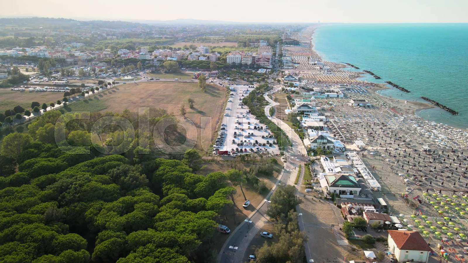 Misano Adriatico, Italy. Aerial view from drone in summer season ...