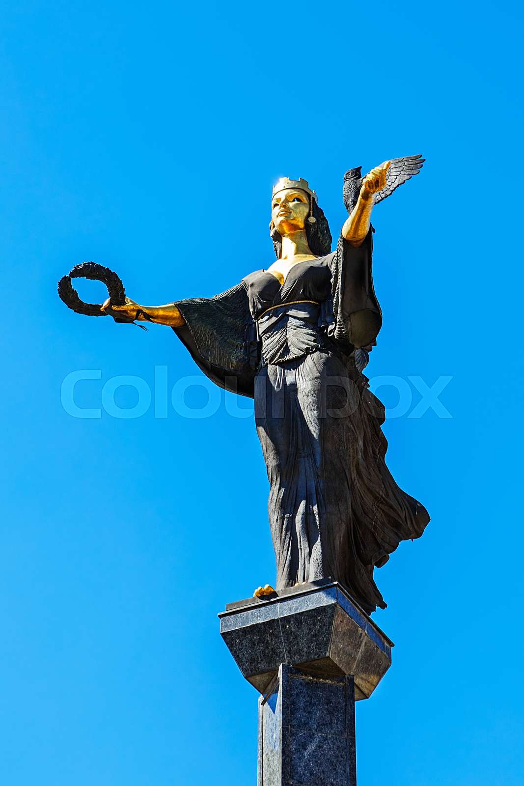 The Famous Golden Statue of St. Sofia in Sofia, Bulgaria. The statue ...