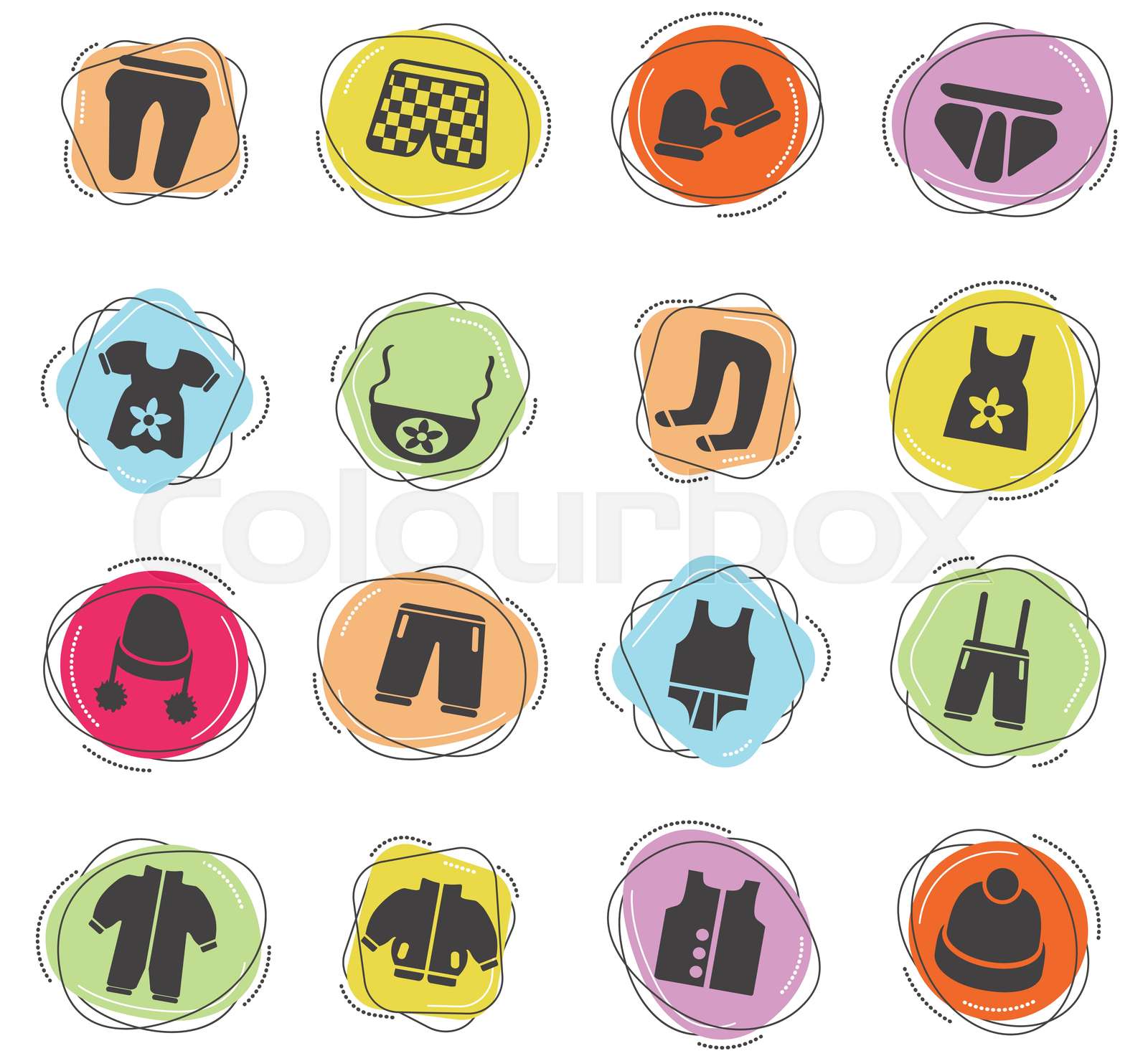 baby clothes icon set | Stock vector | Colourbox