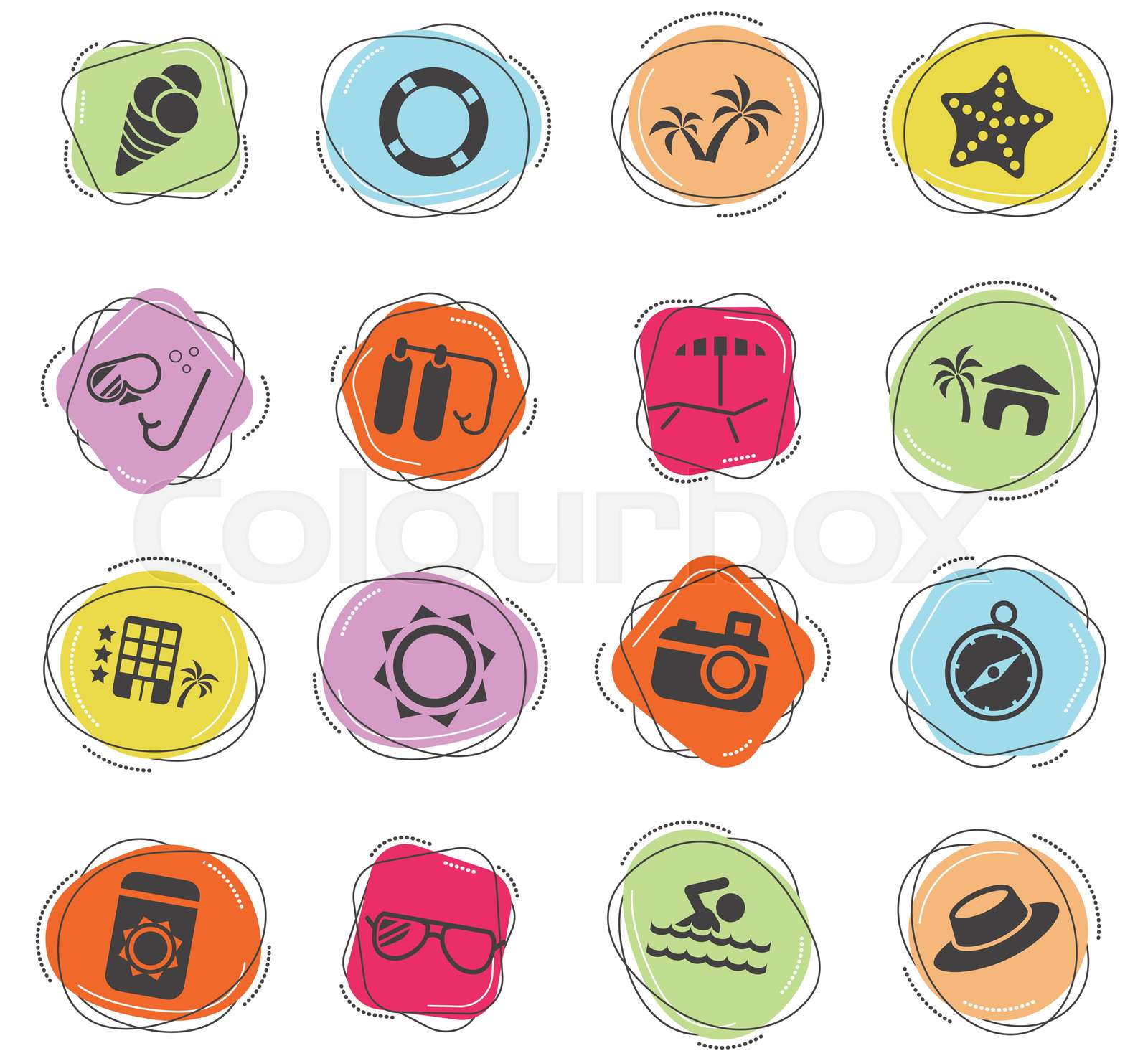 beach icon set | Stock vector | Colourbox