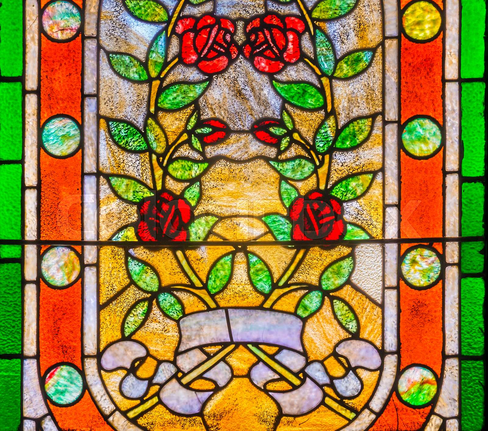 Roses Stained Glass Window | Stock image | Colourbox