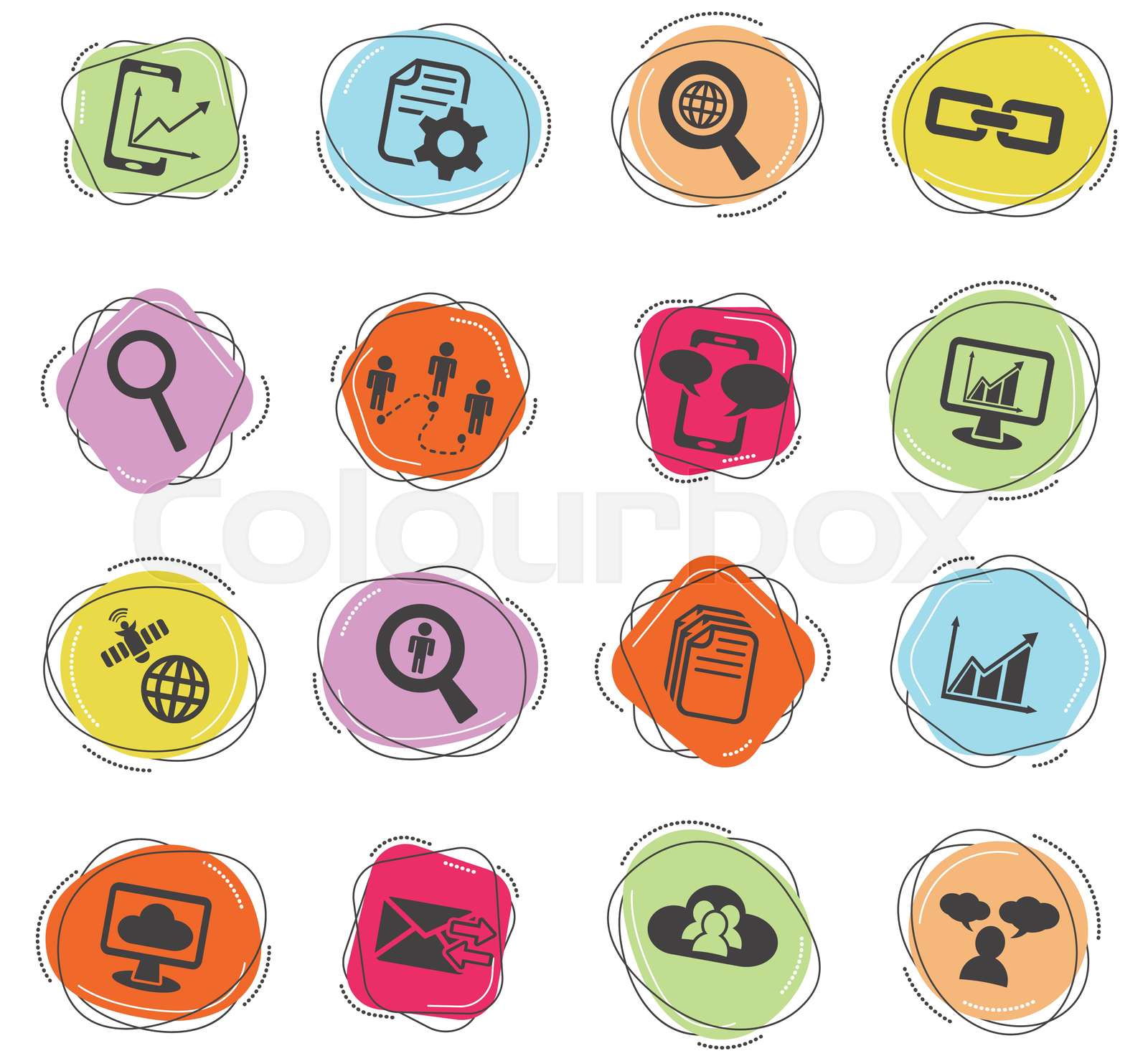 data analytic and social network icon set | Stock vector | Colourbox