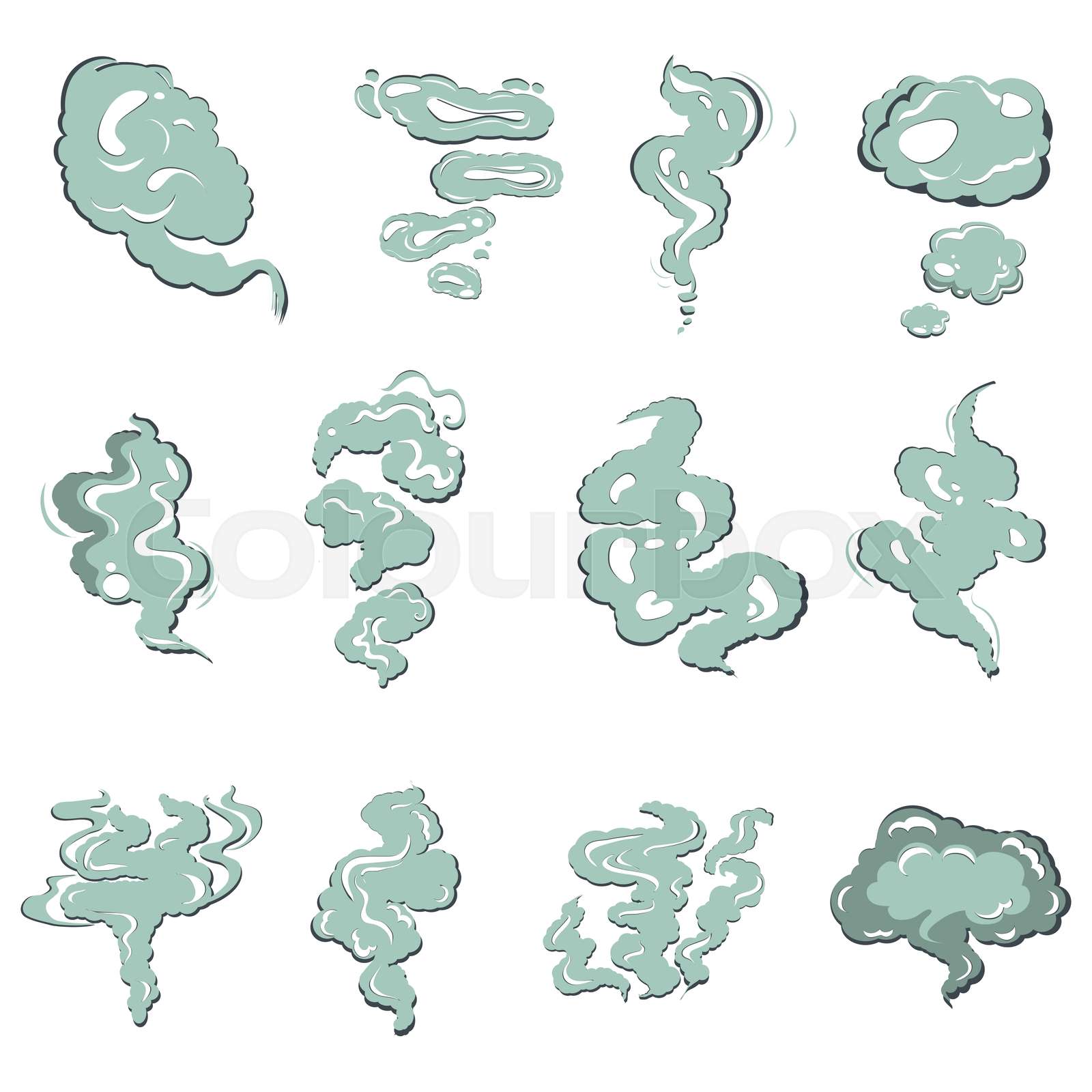 Toxic green smog and vapour trail collection | Stock vector | Colourbox