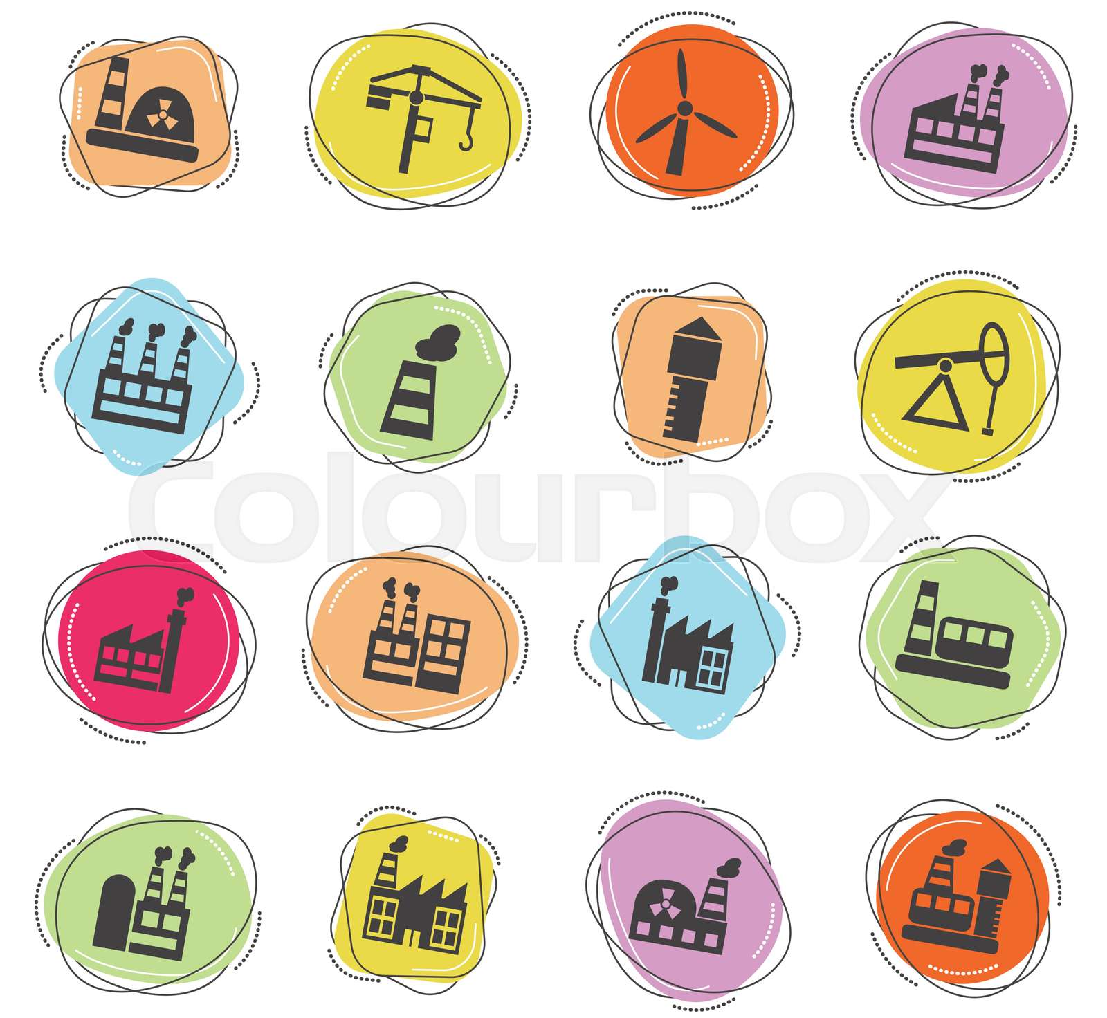 industrial building icon set | Stock vector | Colourbox