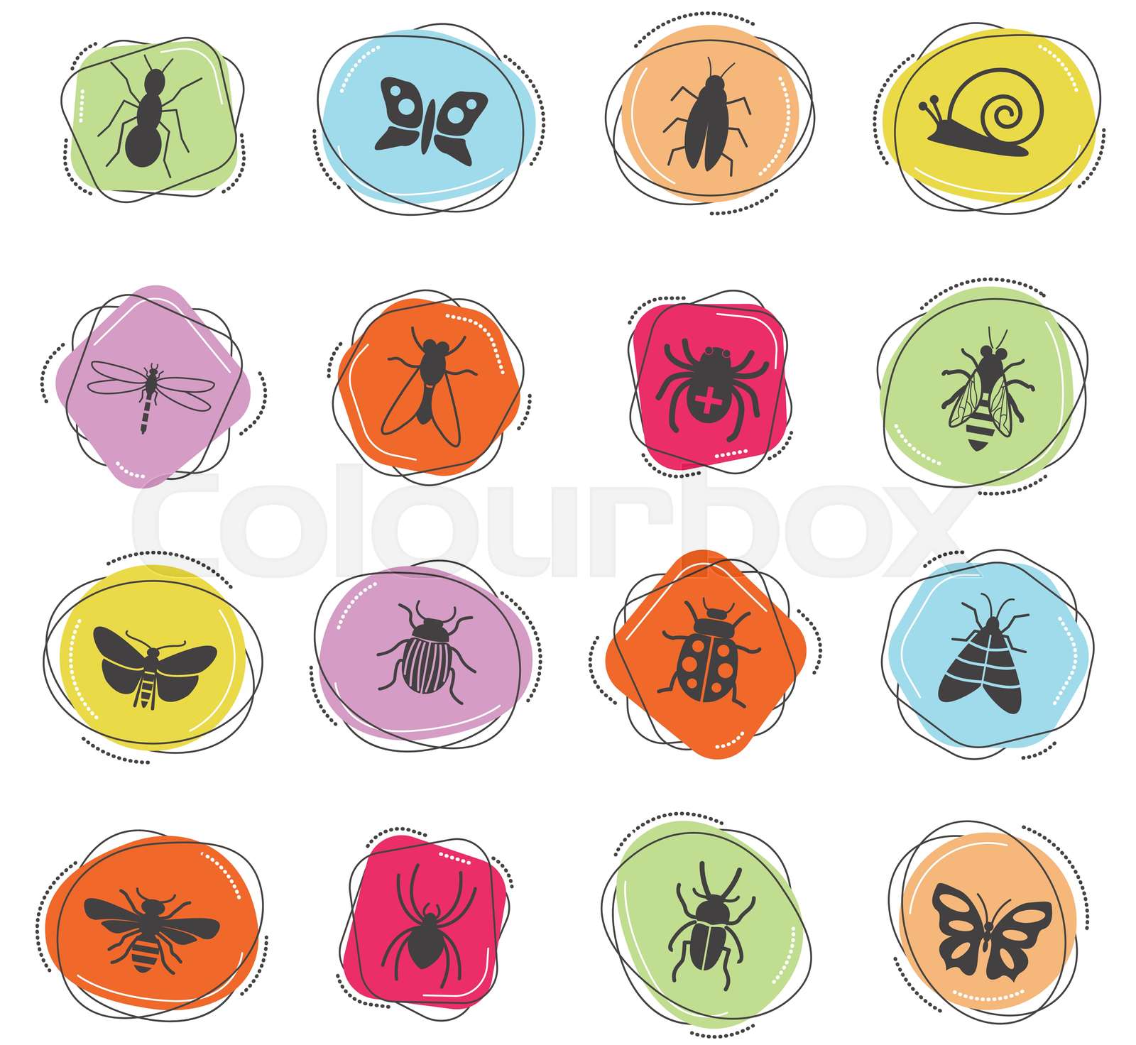 insects icon set | Stock vector | Colourbox