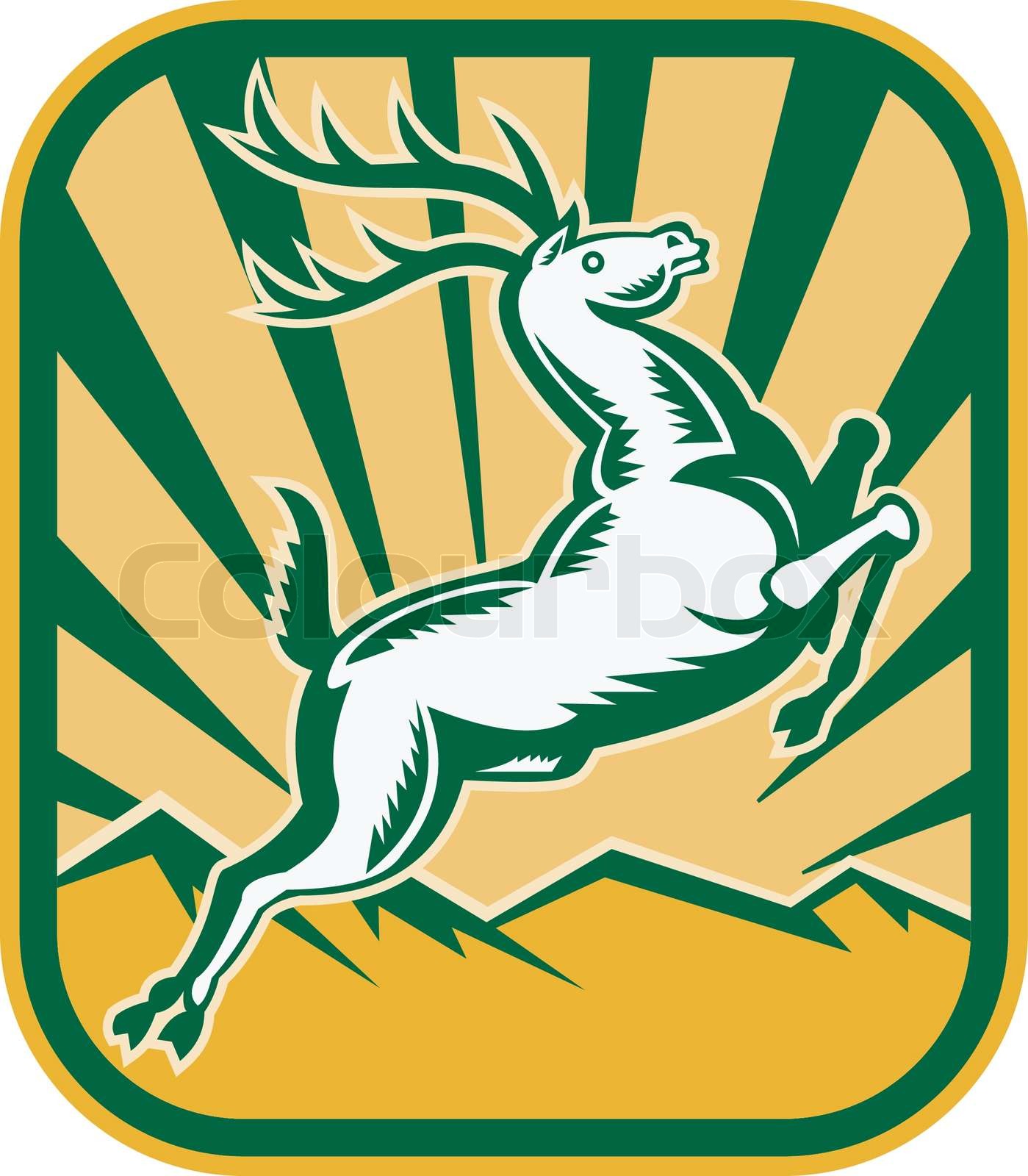 stag dog deer jumping | Stock vector | Colourbox