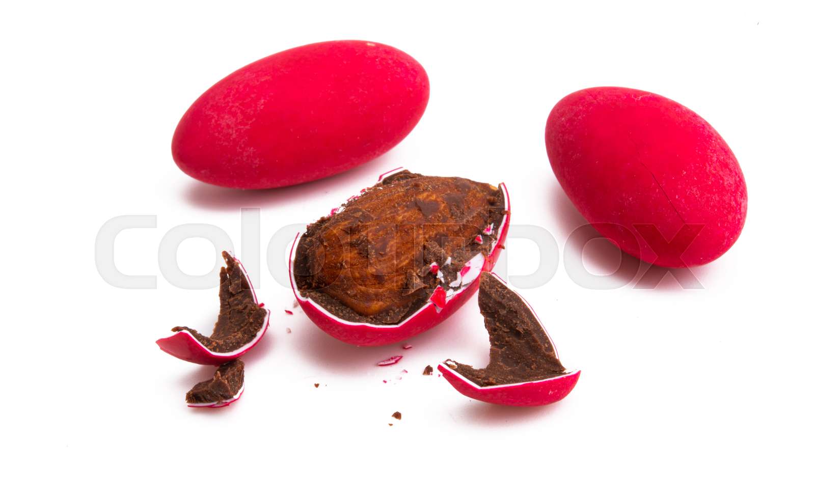 almonds in chocolate colored glaze isolated | Stock image | Colourbox