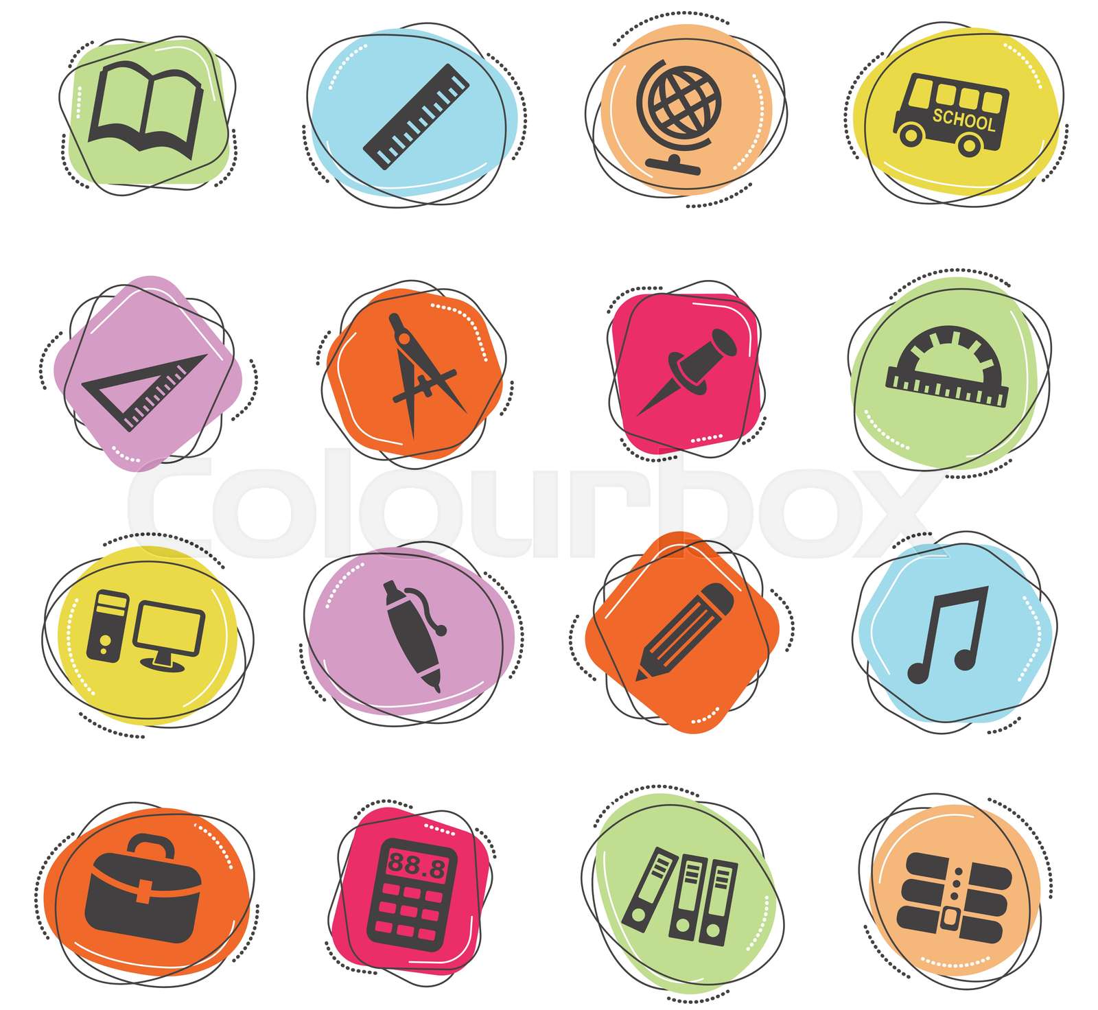 school icon set | Stock vector | Colourbox