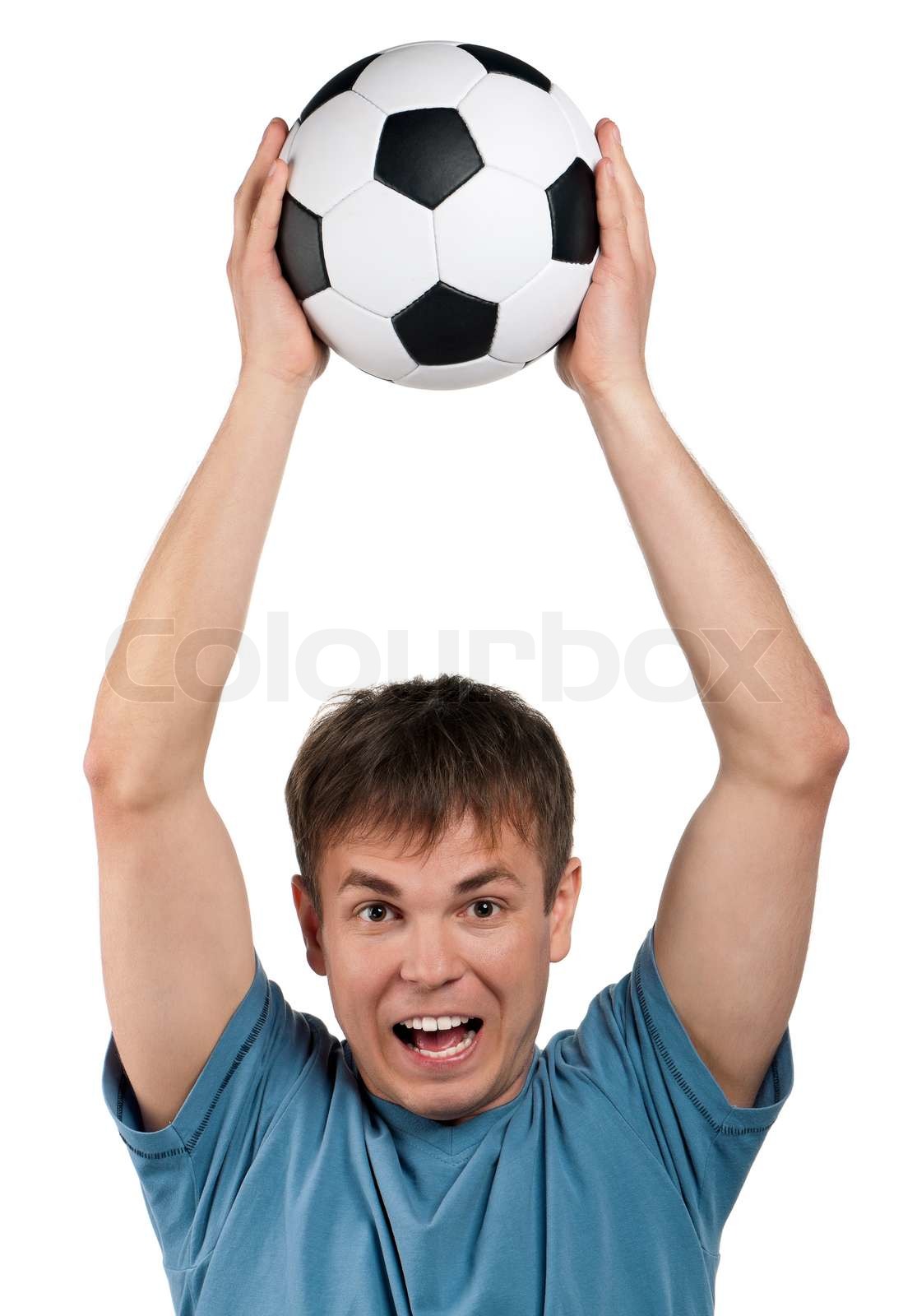 Man with classic soccer ball | Stock image | Colourbox