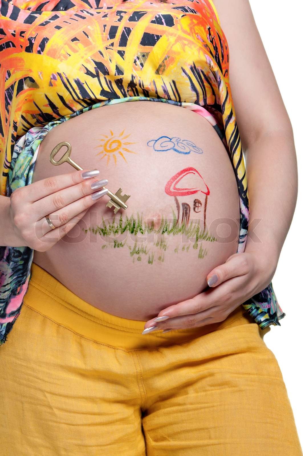 Tummy with drawing | Stock image | Colourbox