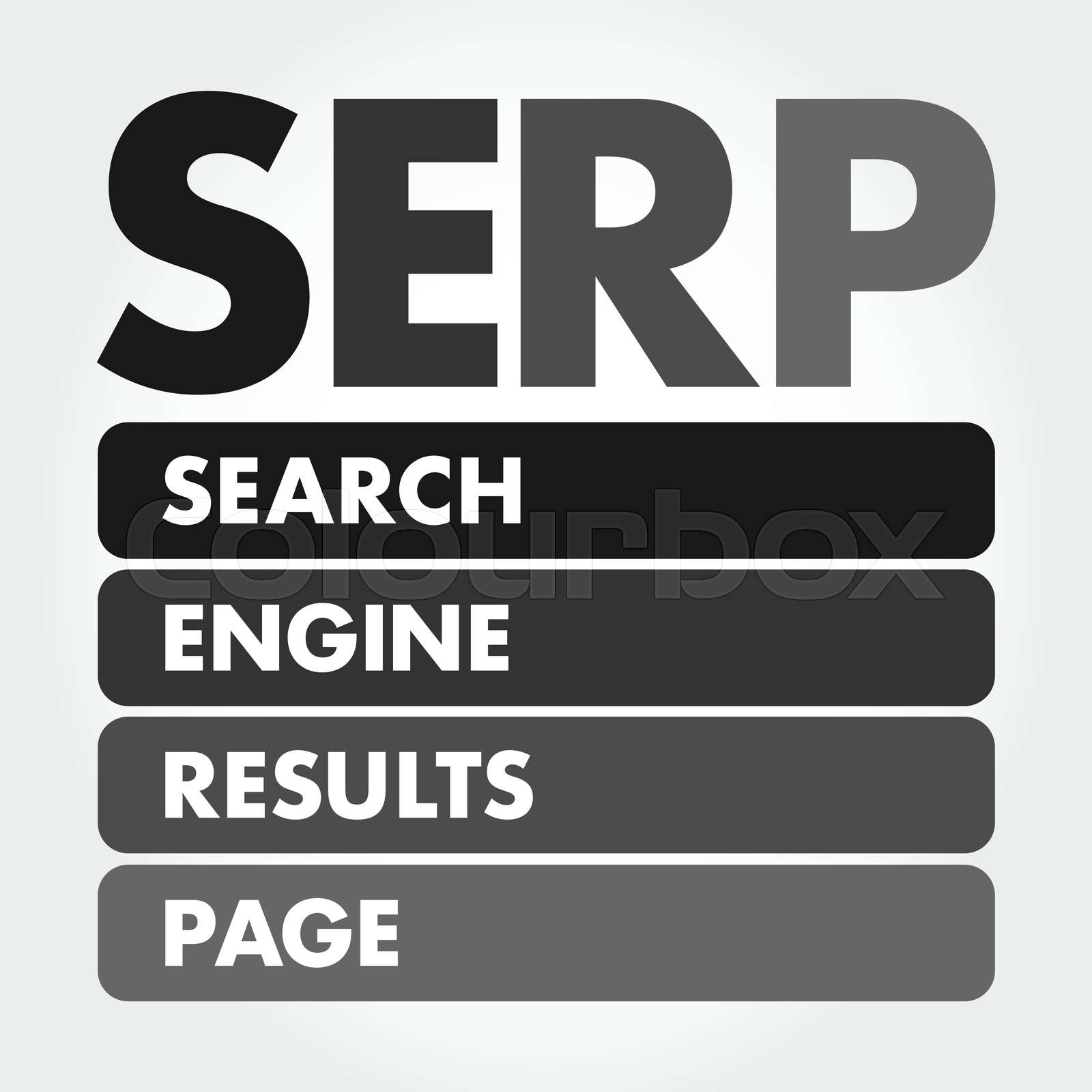 SERP - Search Engine Results Page acronym | Stock vector | Colourbox