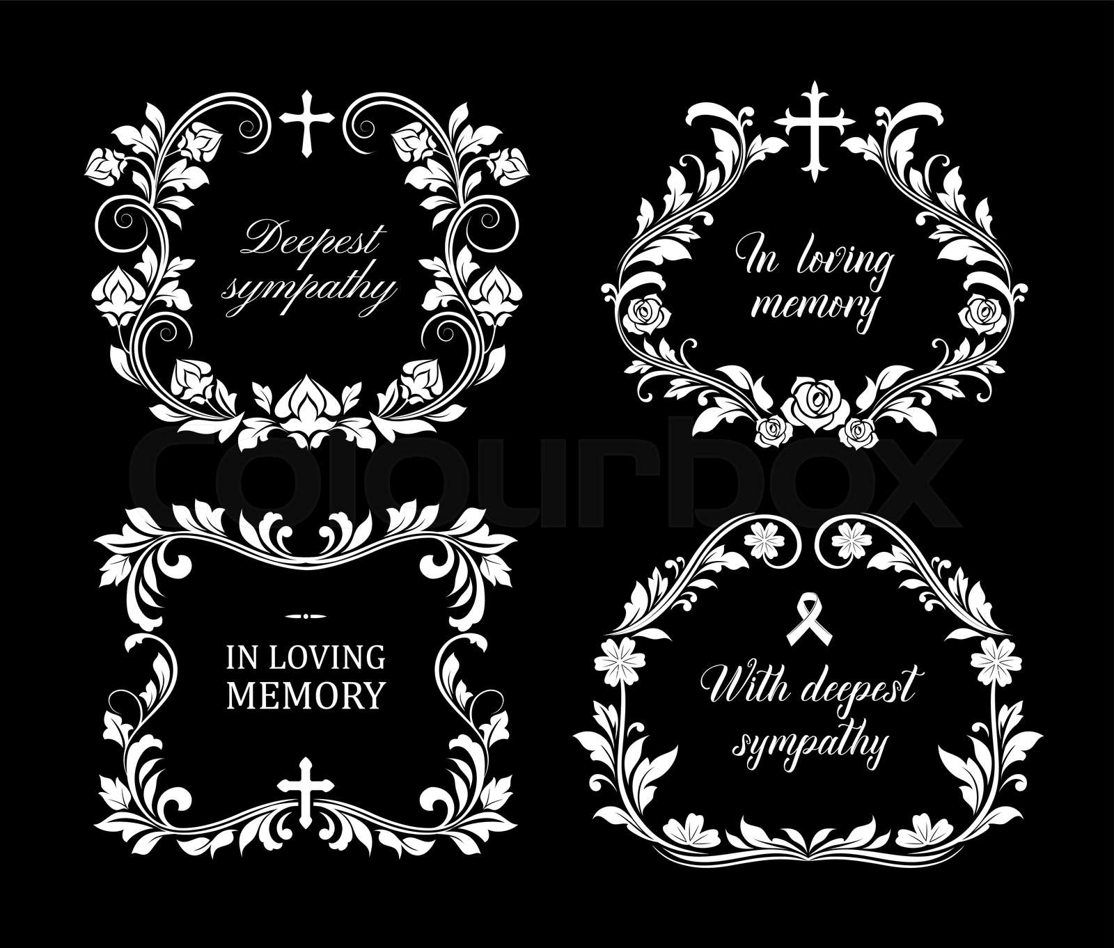 Funeral vector frames, isolated floral borders set | Stock vector ...